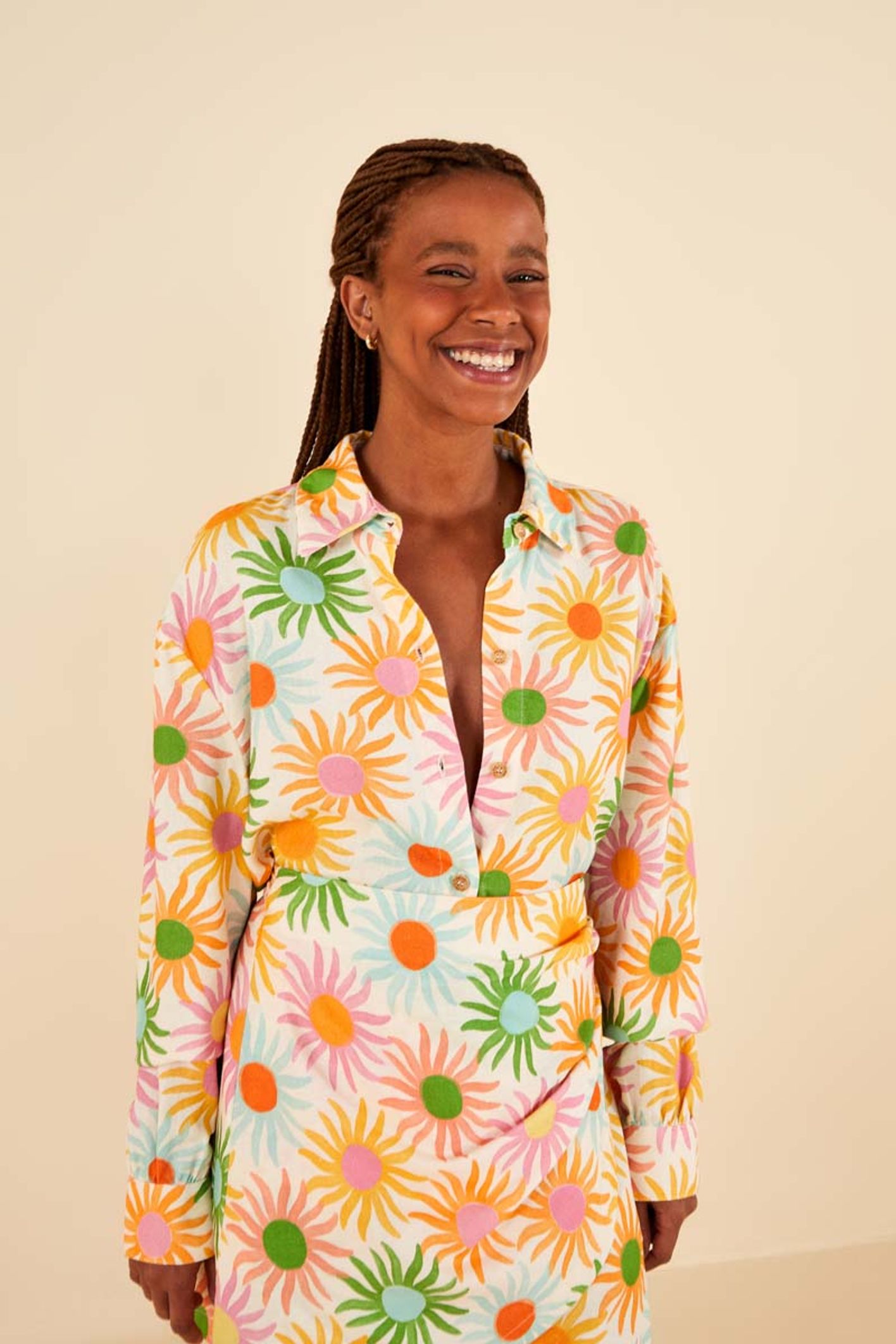 Camisa Manga Estampada Sol De Verão