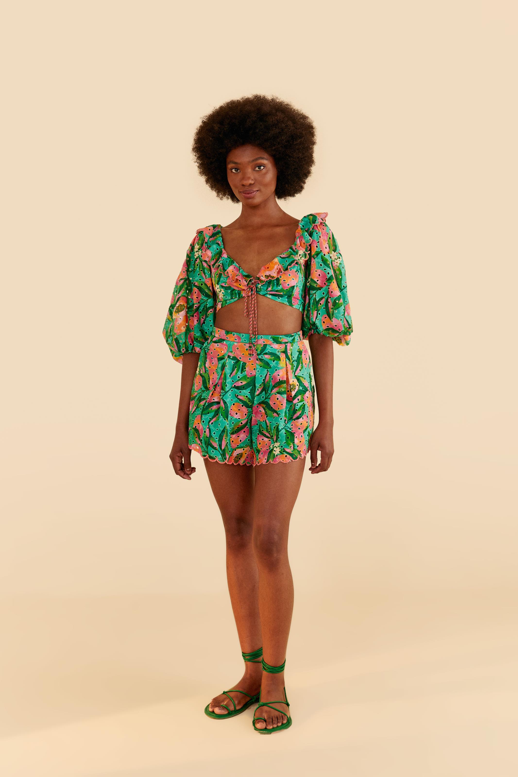 Blusa Cropped Estampada Praia De Concha