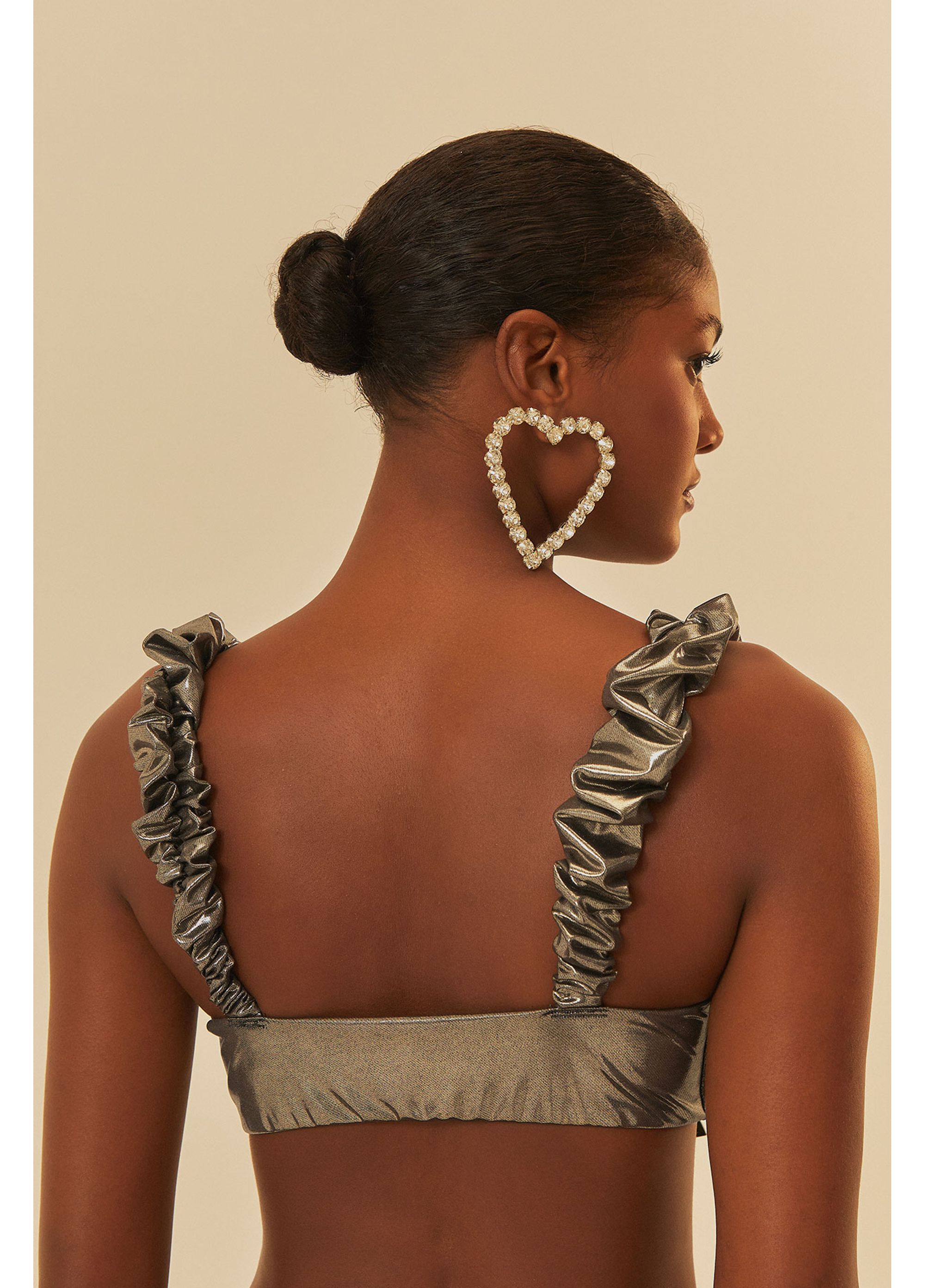 Top Alça Fru Fru Metalizado