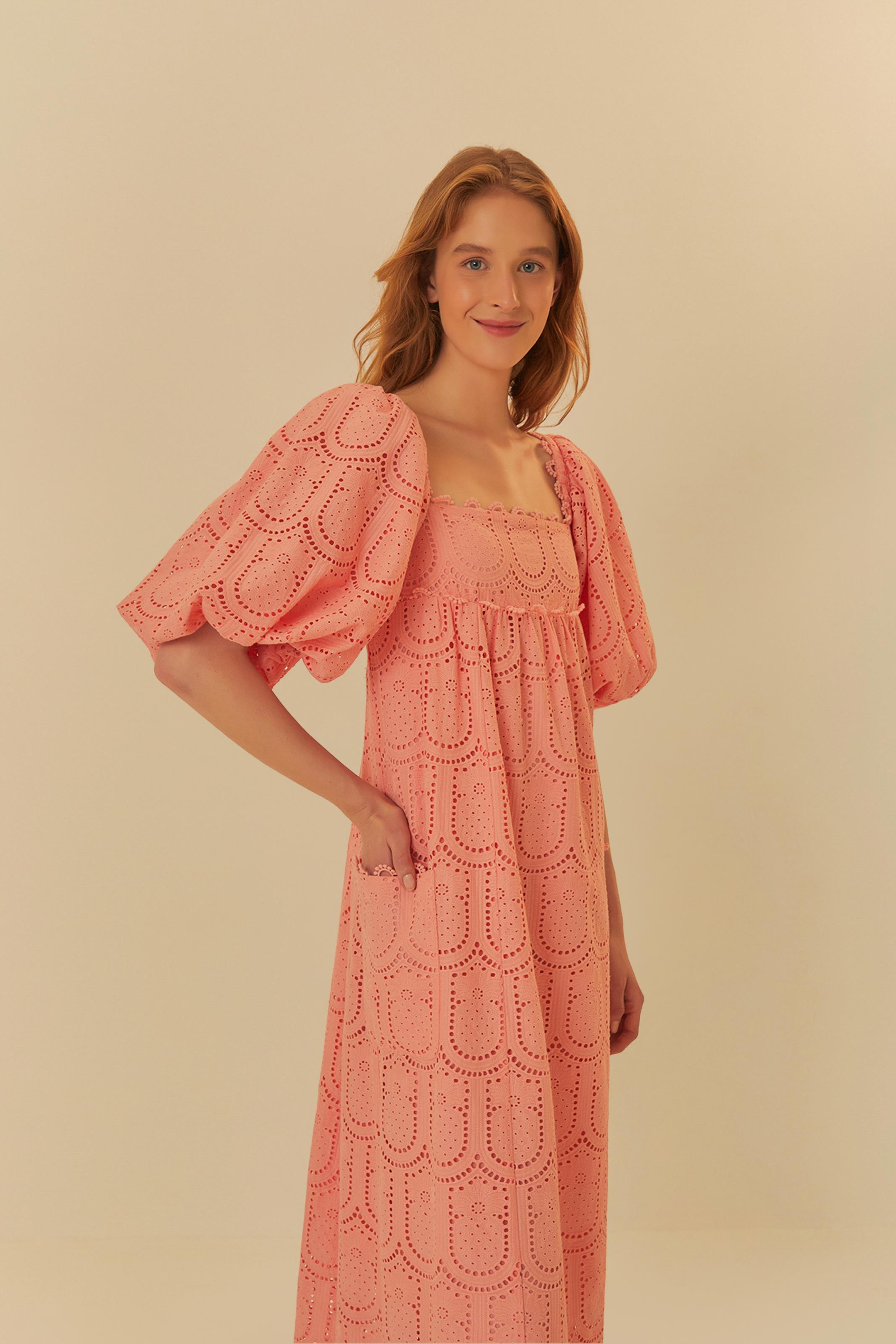 Vestido Laise Estampado Bordadeira