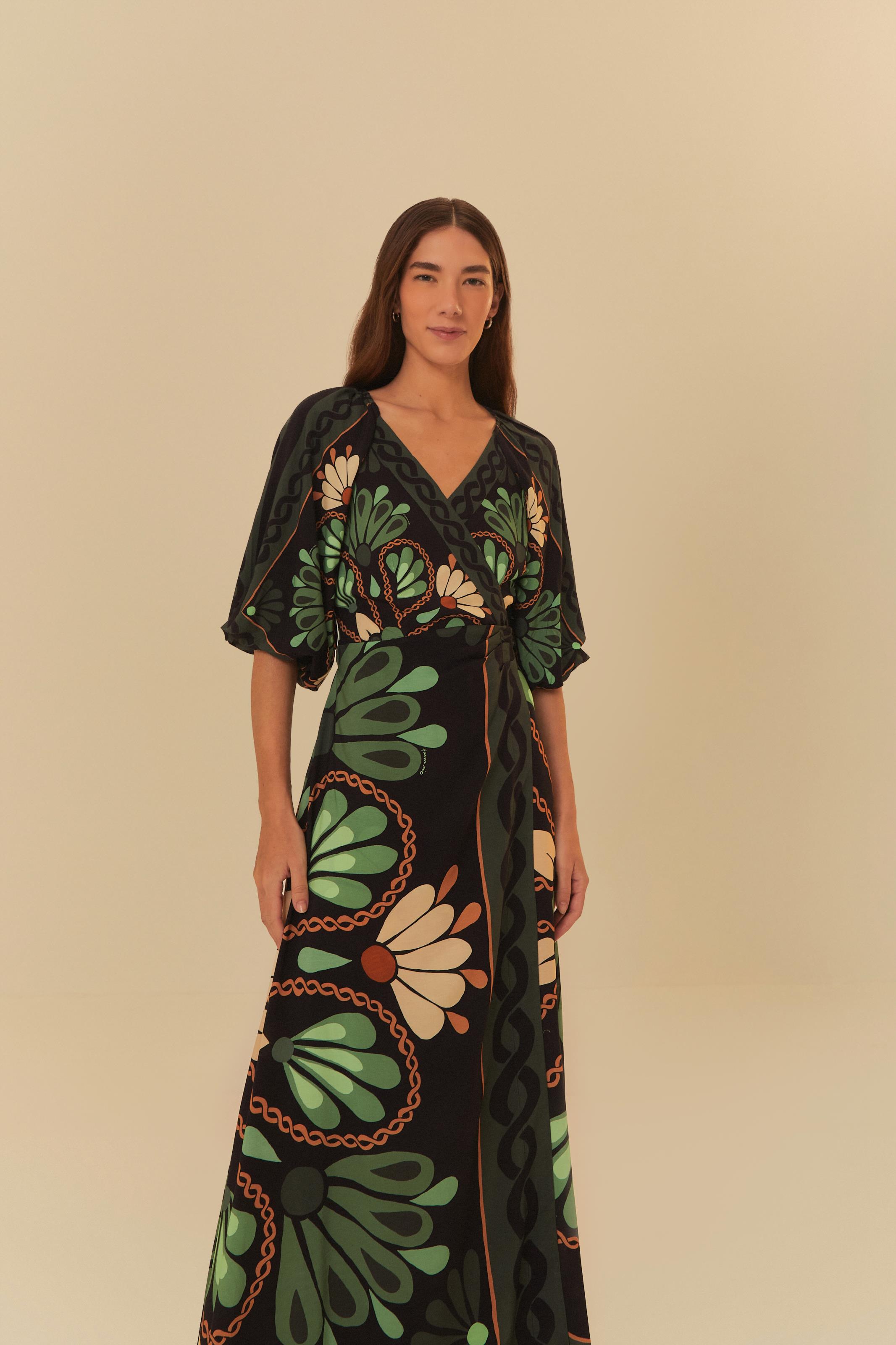 Vestido Longo Estampado Miranda Preto