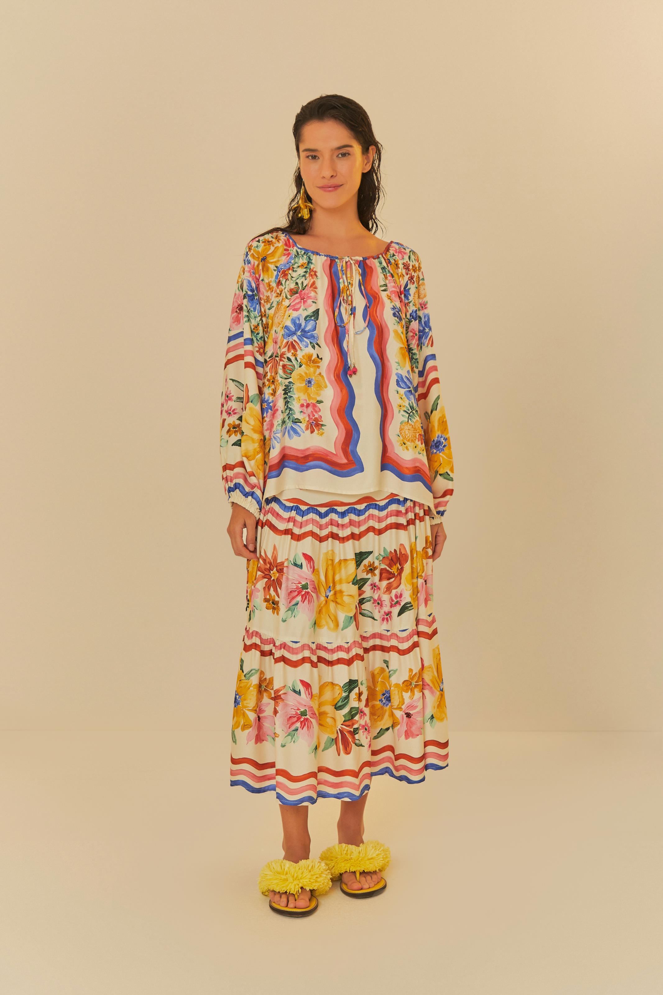 Bata Estampada Lenço Floraline