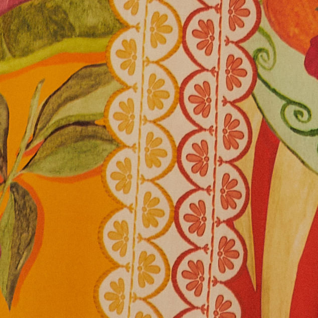 Vestido Lenço Estampado Mesa Fresca