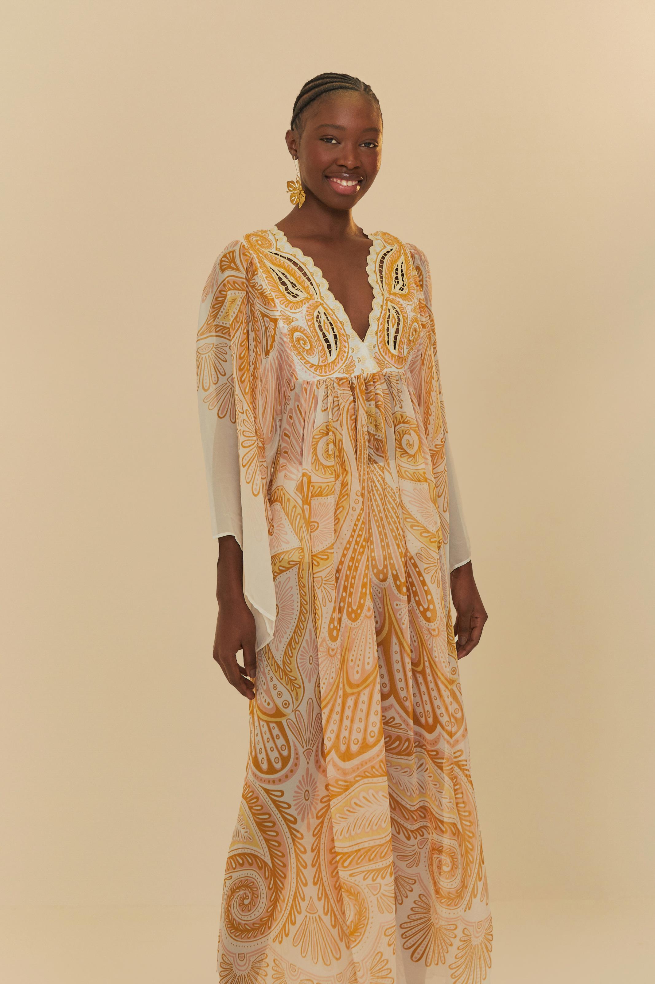 Vestido Longo Estampado Papillon