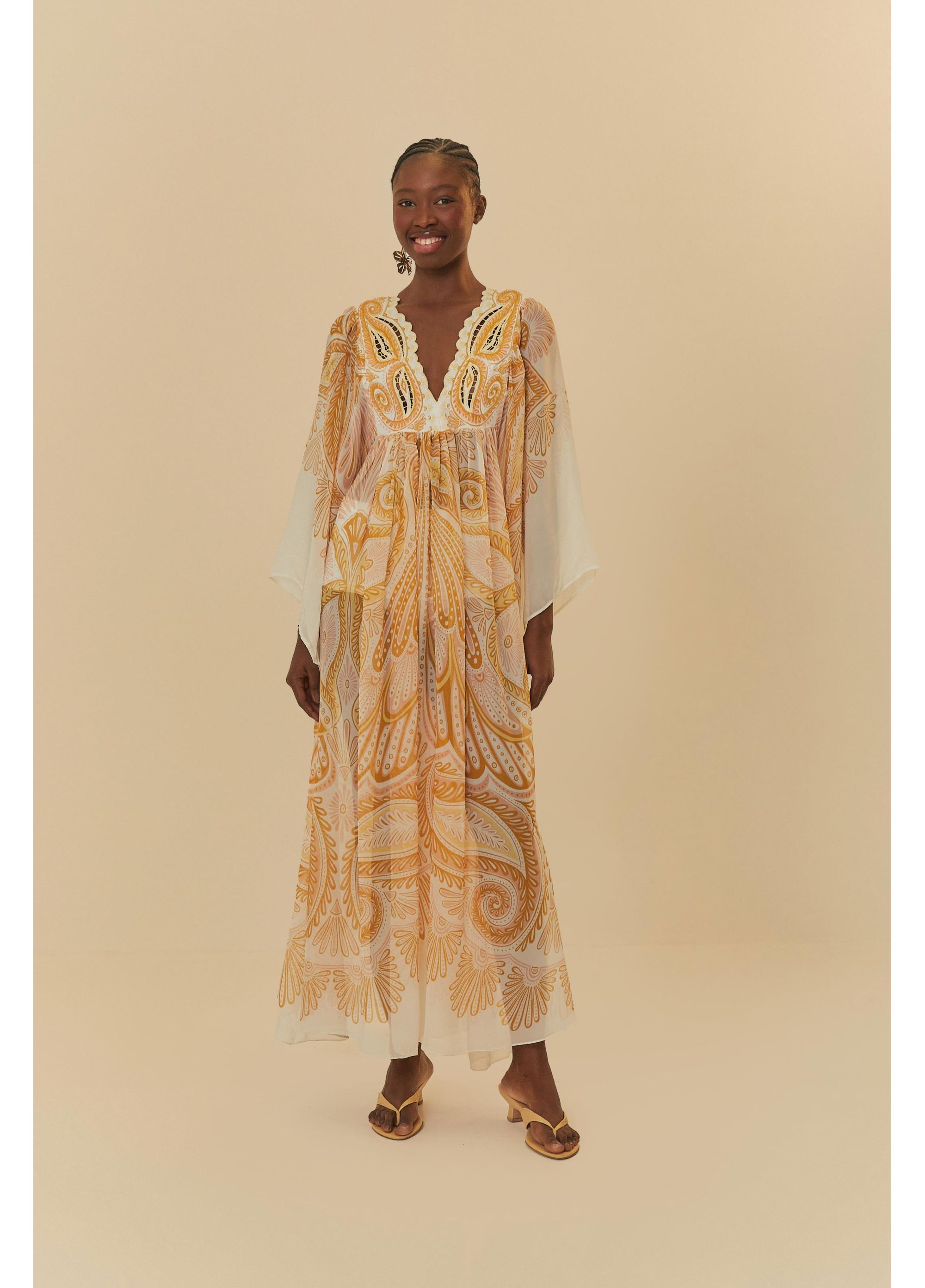 Vestido Longo Estampado Papillon