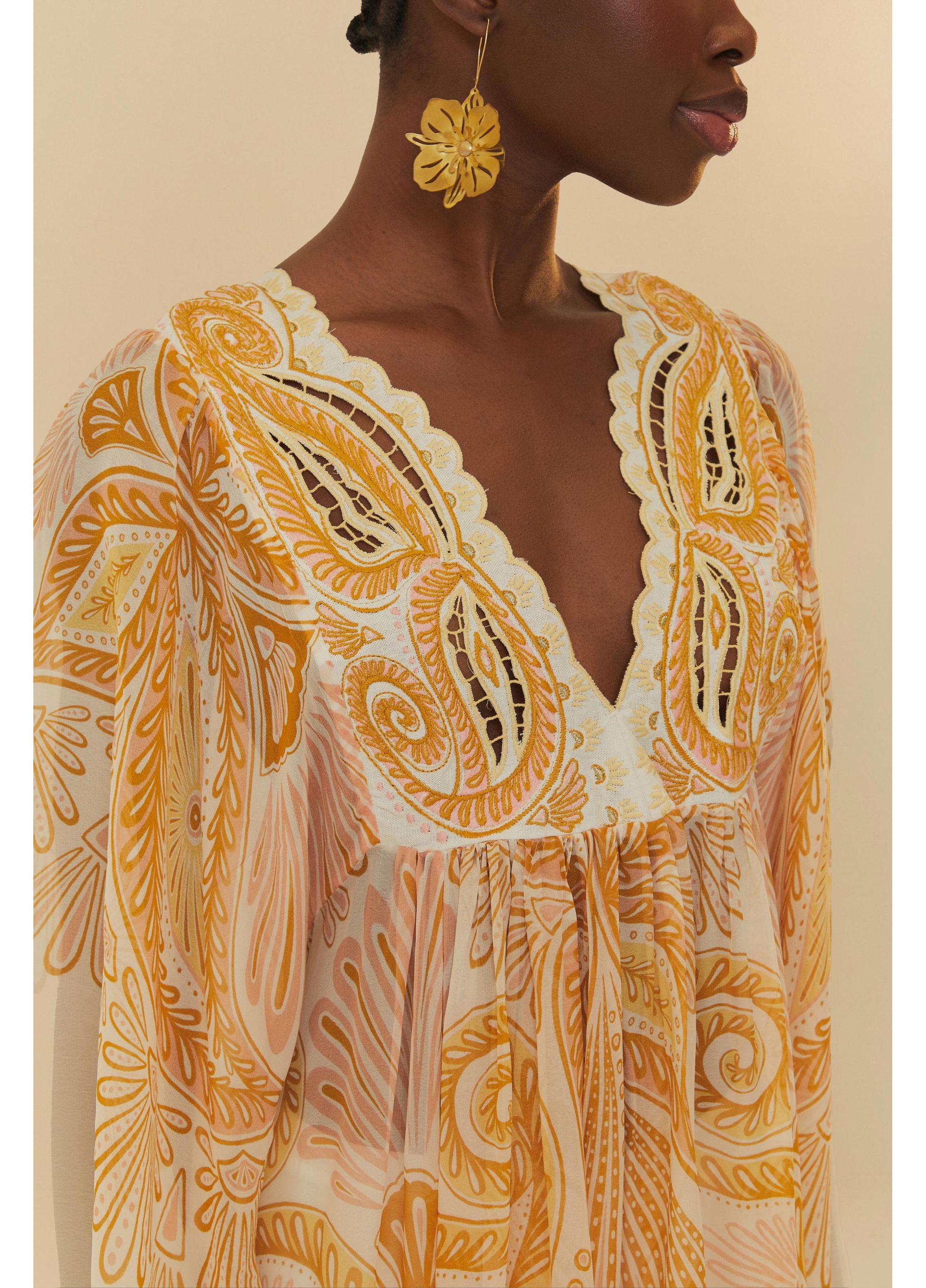 Vestido Longo Estampado Papillon