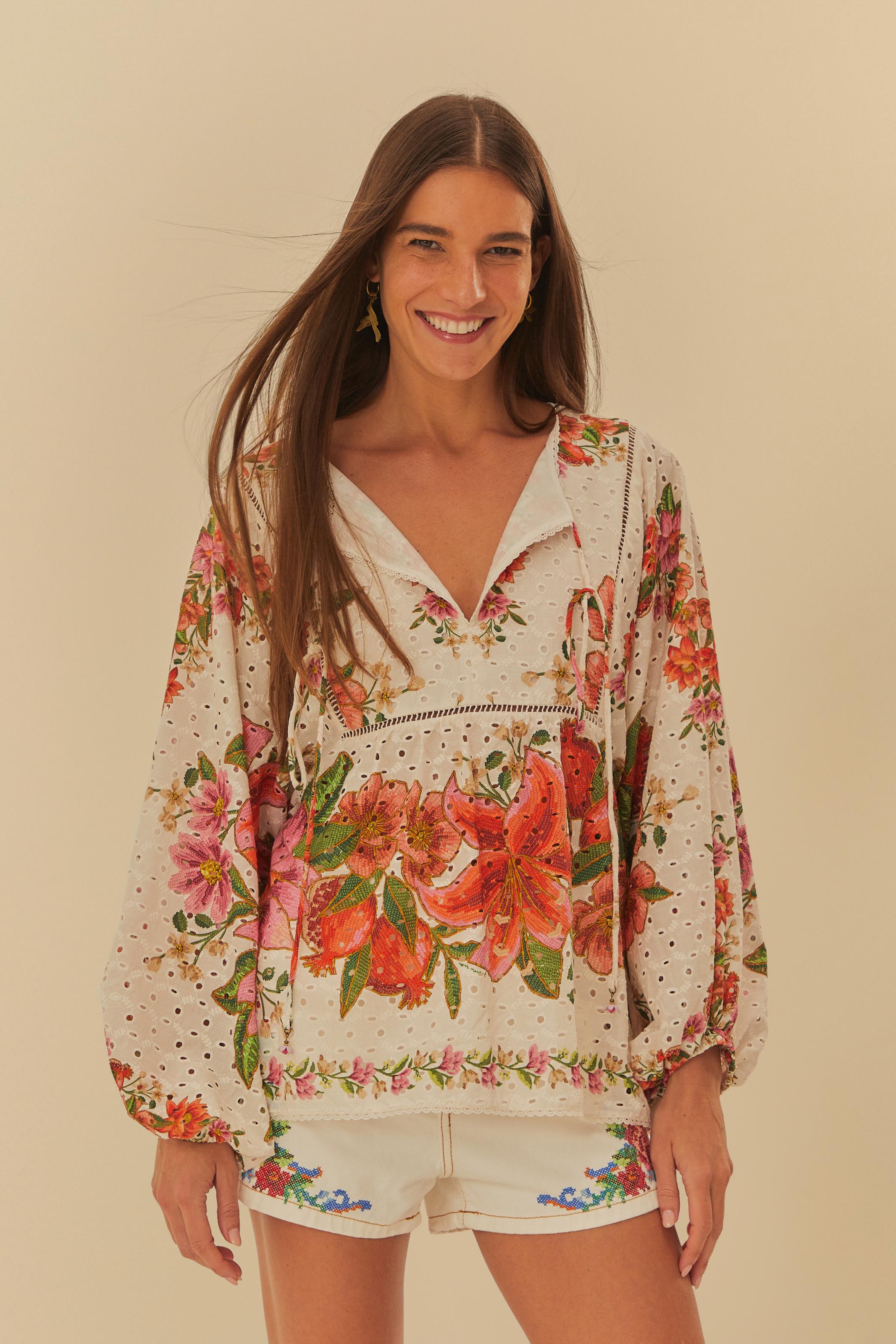 Bata Estampada Floral De Verão