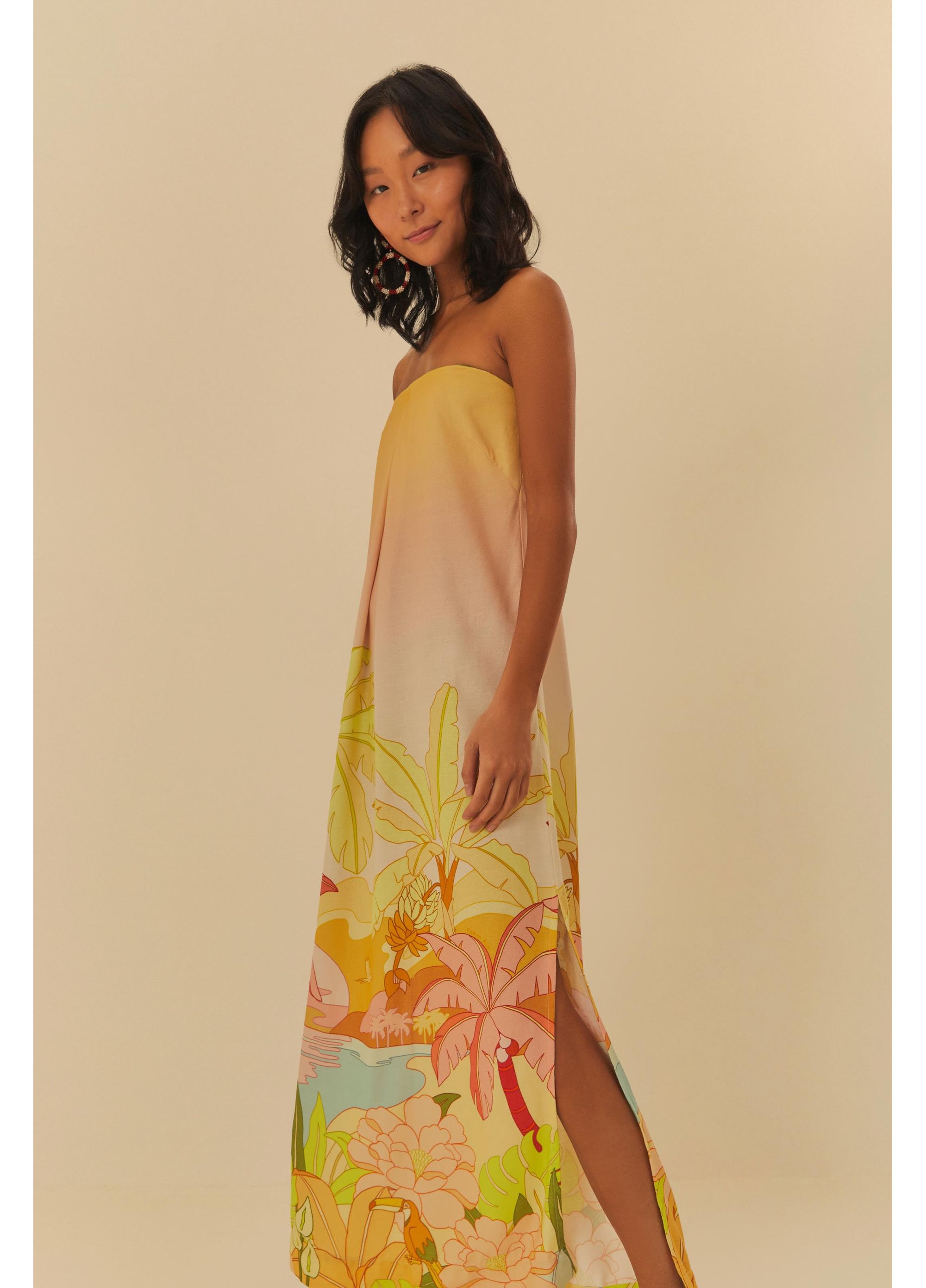 Vestido Longo Estampado Luau Das Onças