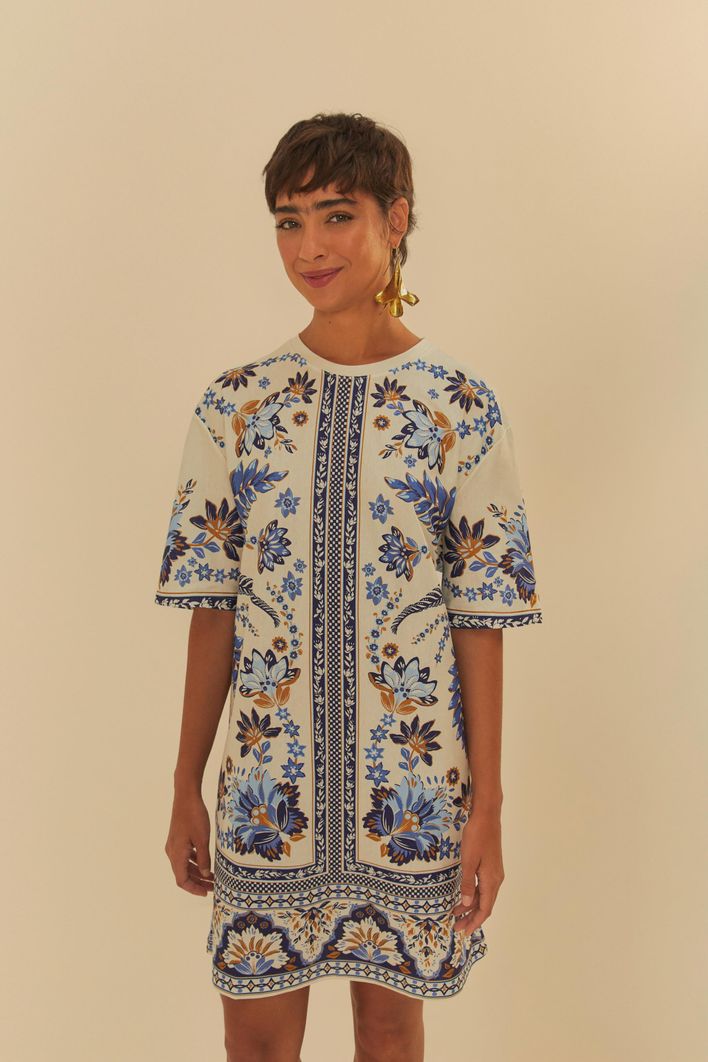 Vestido T-Shirt Básico Estampado Encanto Tropical