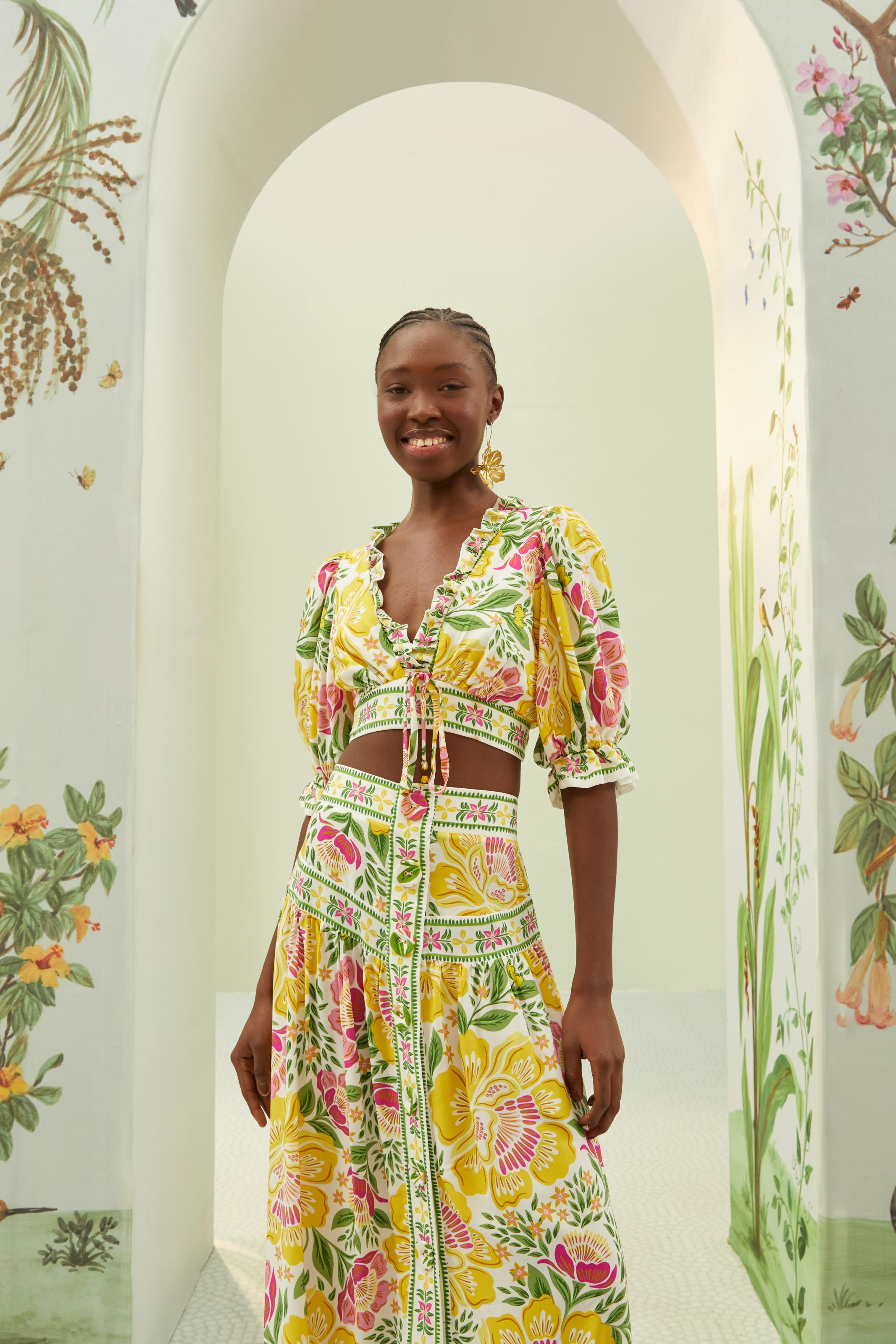 Saia Longa Estampada Floral Bela