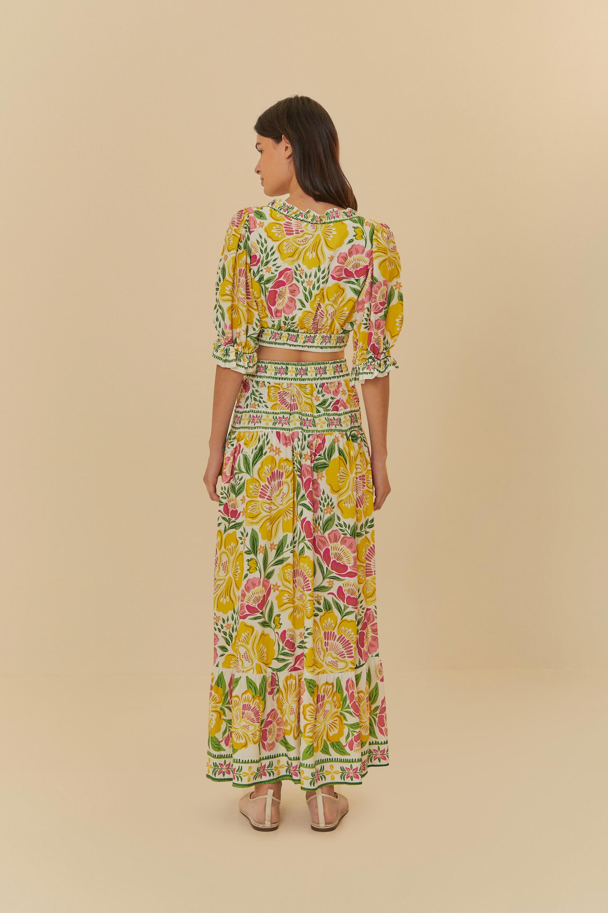 Saia Longa Estampada Floral Bela