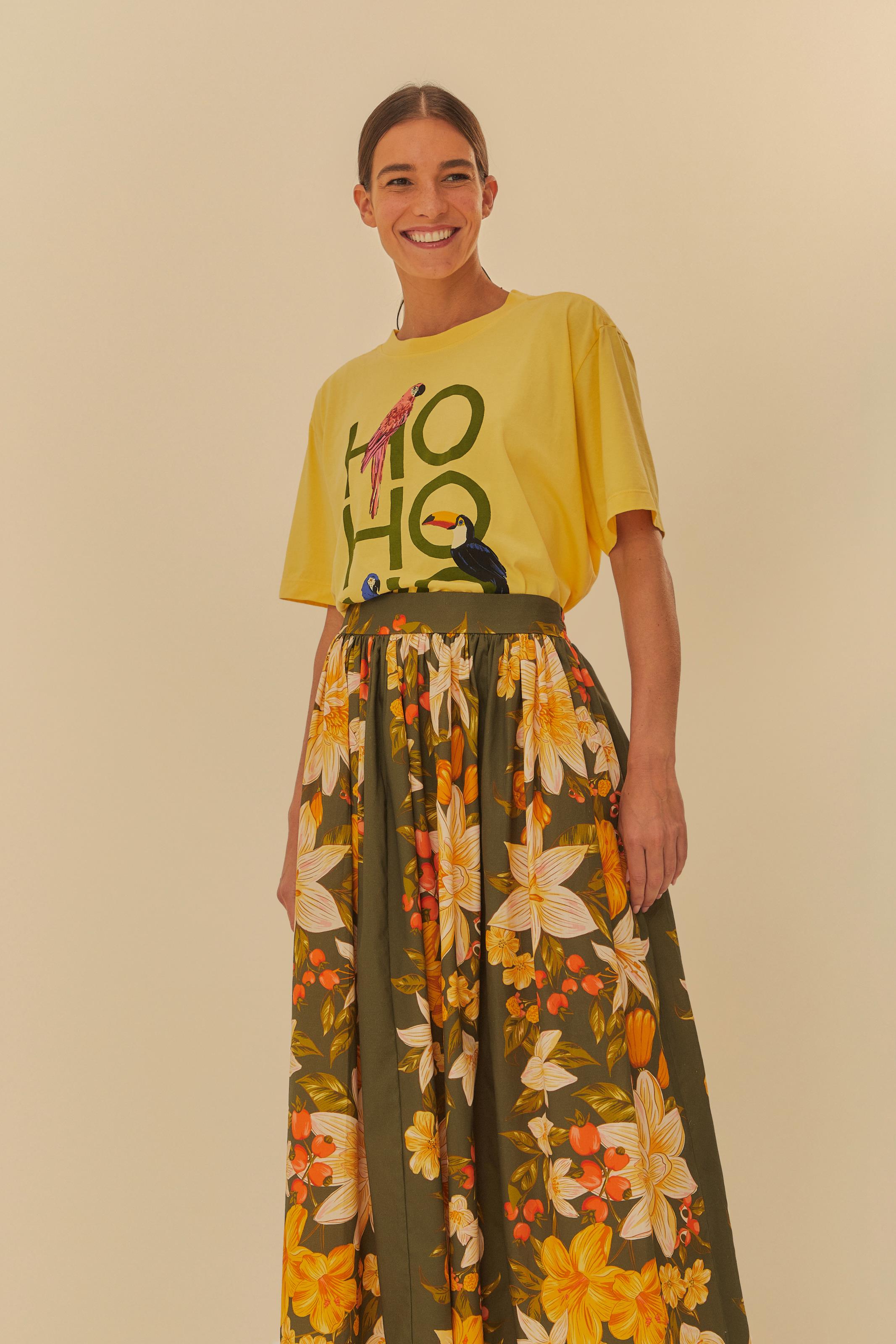 Saia Estampada Floral Folk