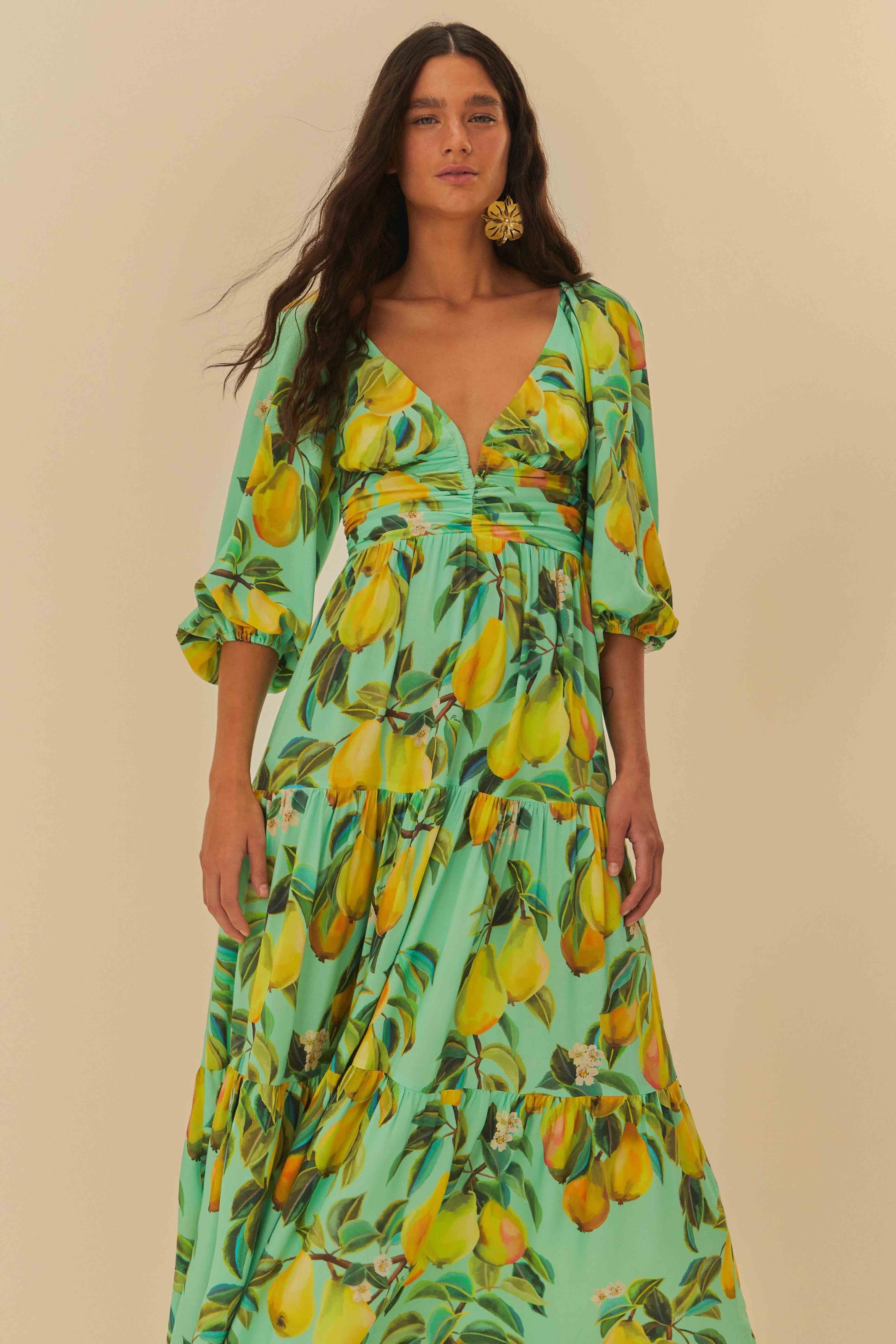 Vestido Manga Estampado Pera Chic