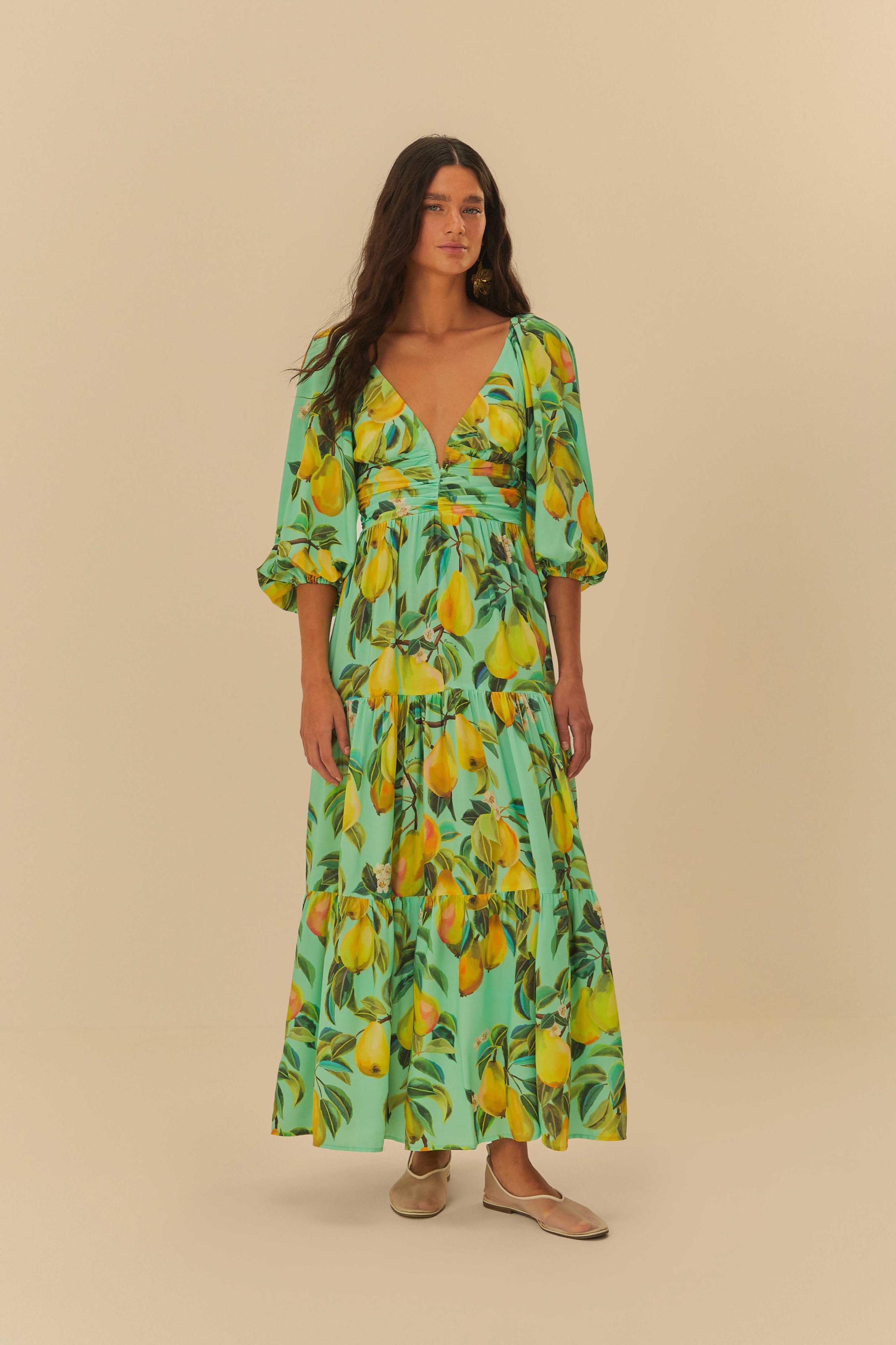 Vestido Manga Estampado Pera Chic