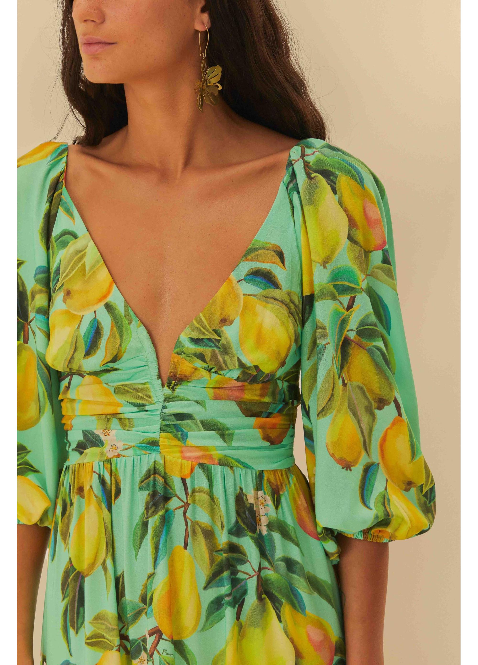 Vestido Manga Estampado Pera Chic