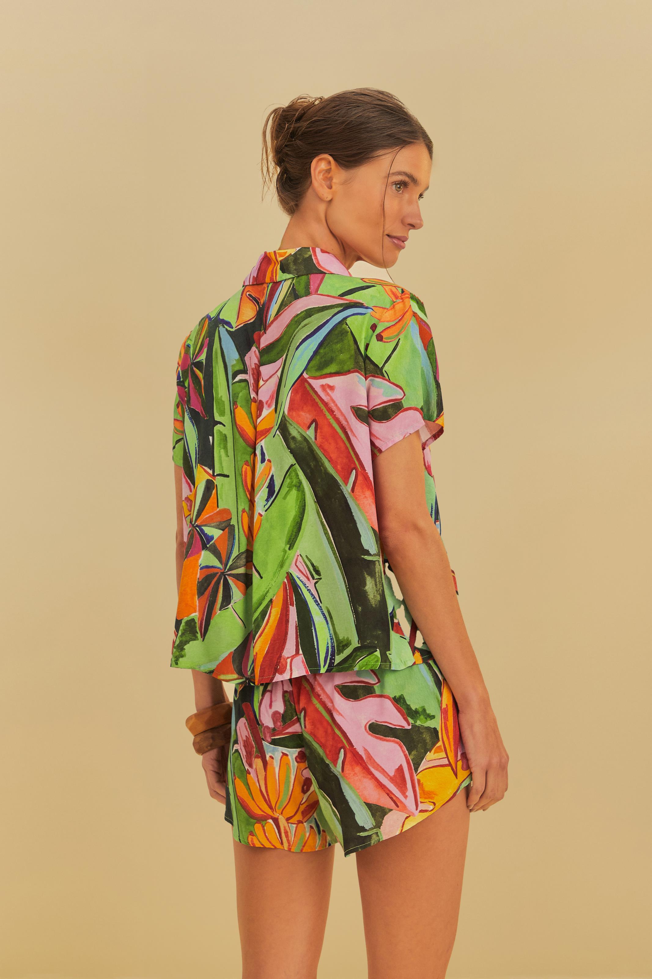 Camisa Estampada Folhagem De Banana