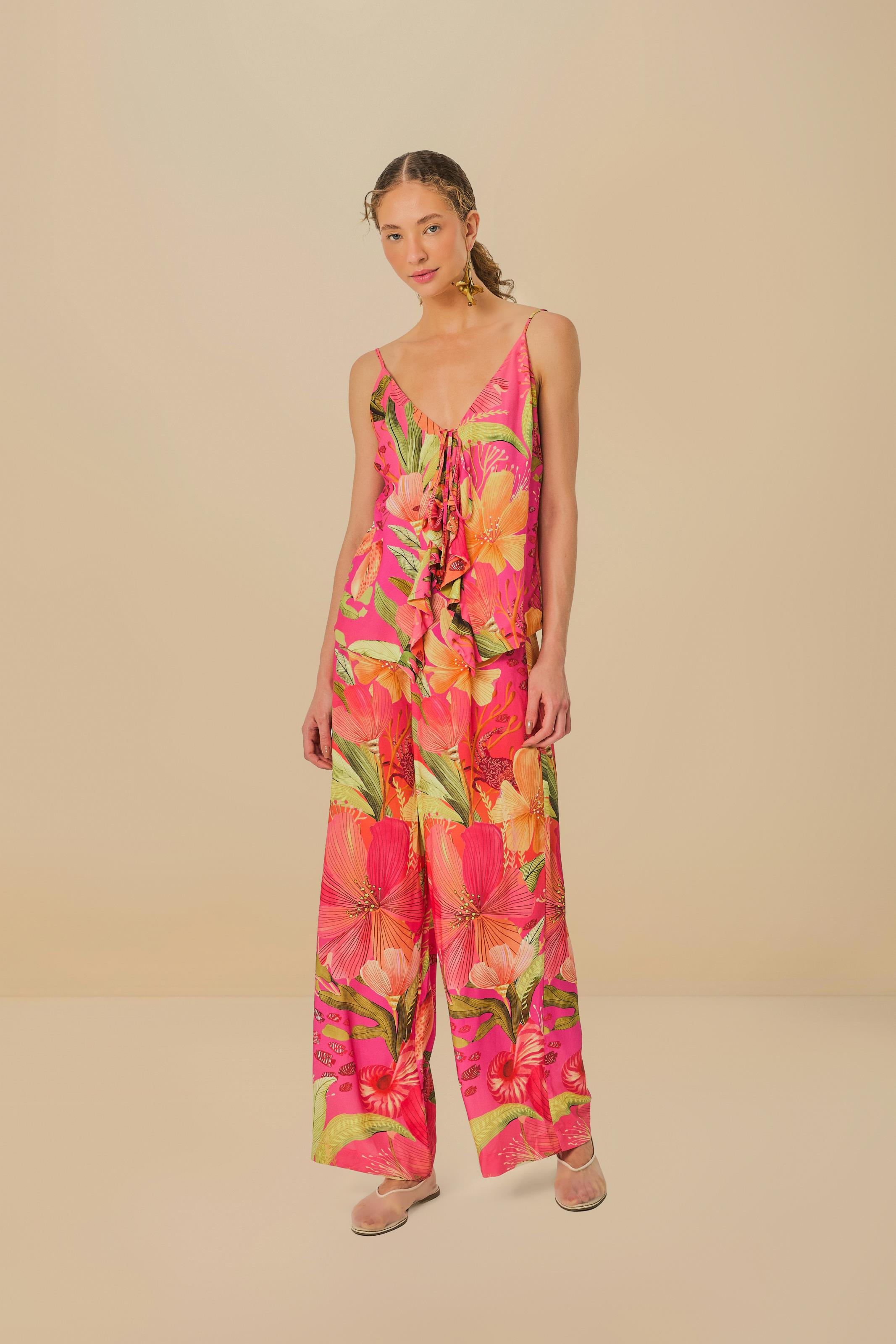 Calça Pantalona Estampada Maralina