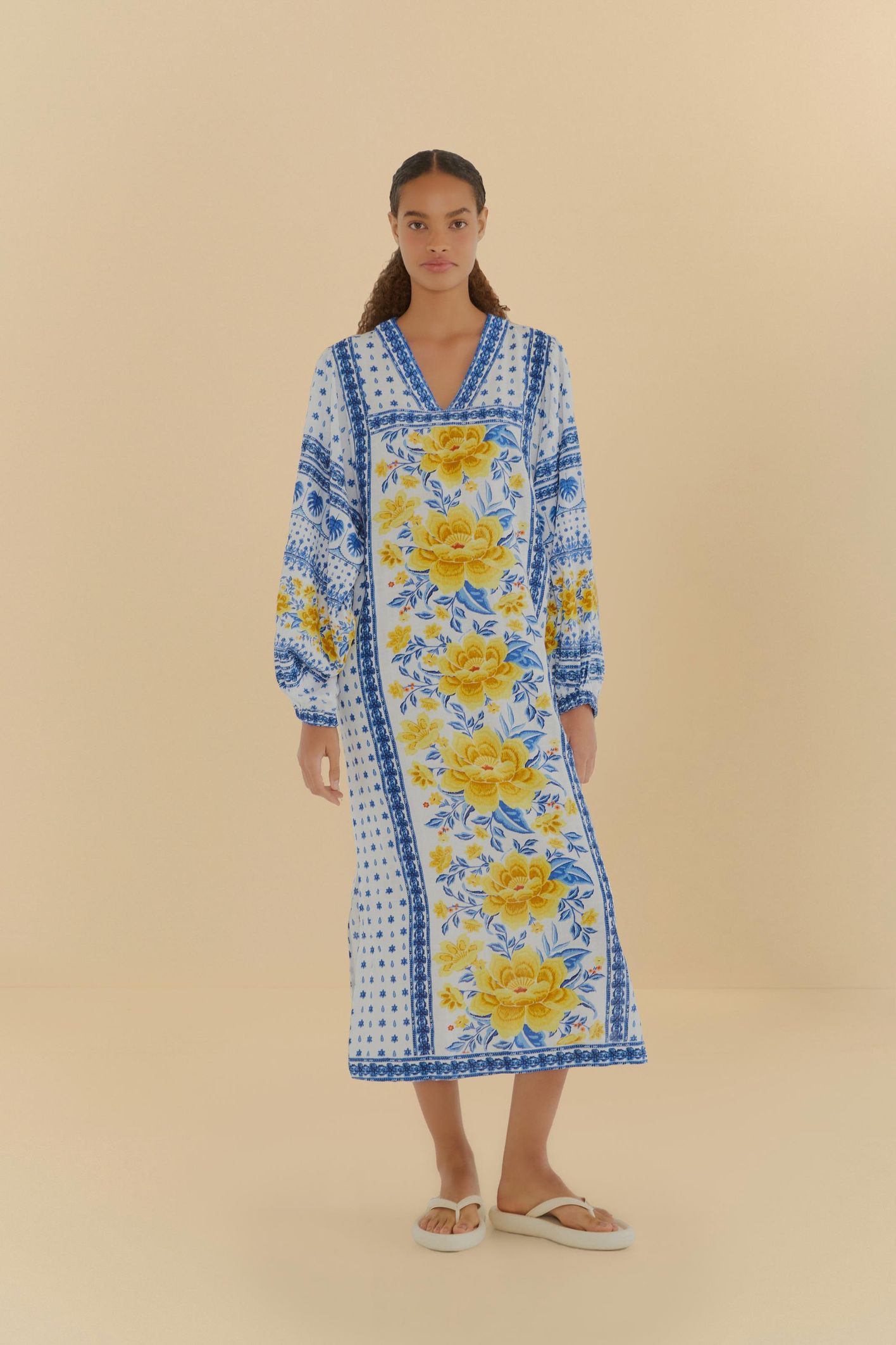 Vestido Cropped Estampado Azulina