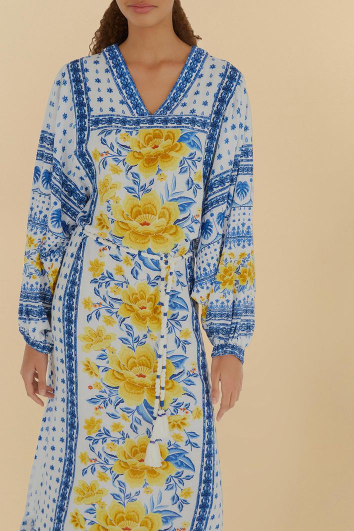 Vestido Cropped Estampado Azulina