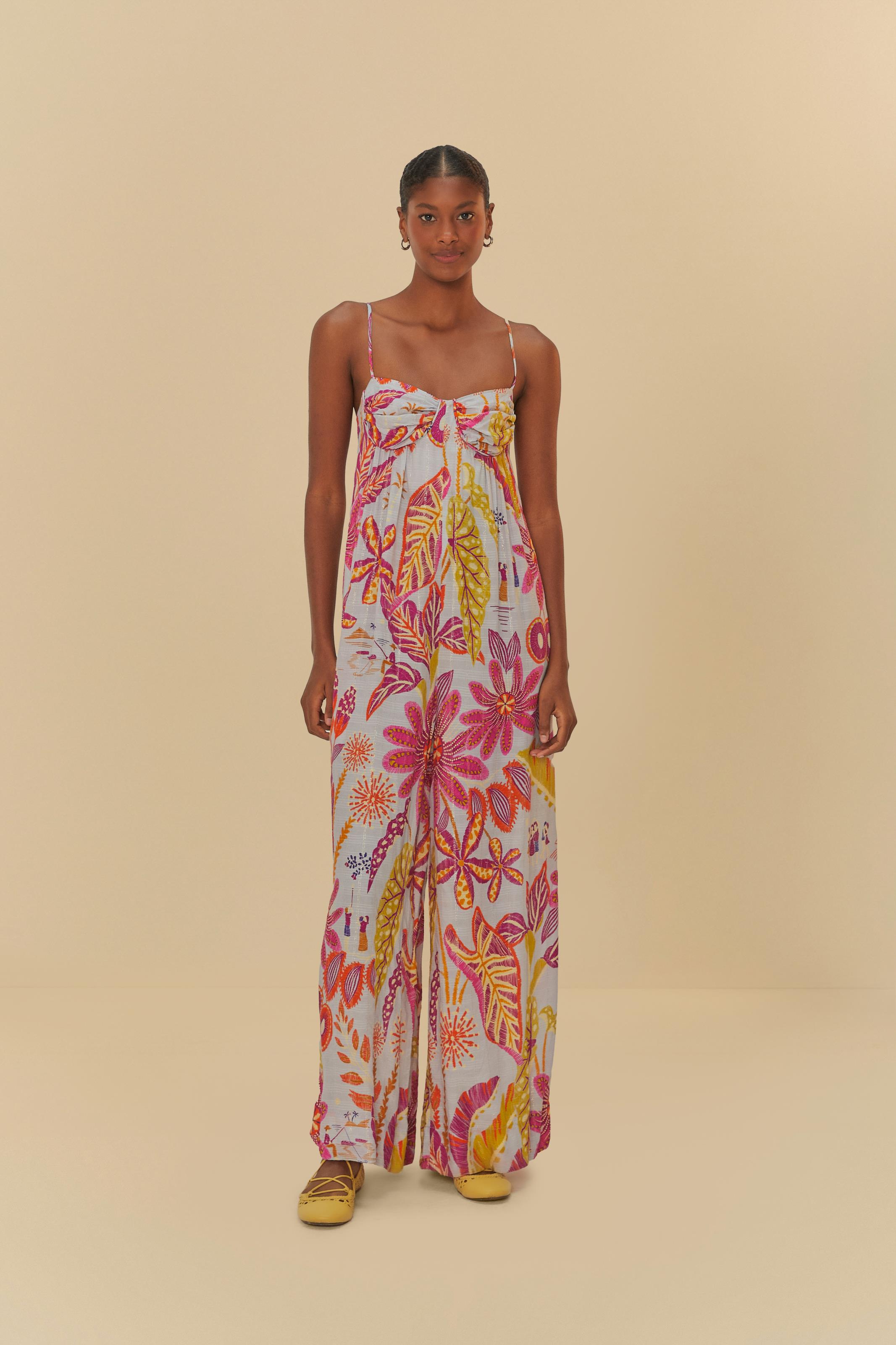 Macacão Pantalona Estampado Floresta De Sonho