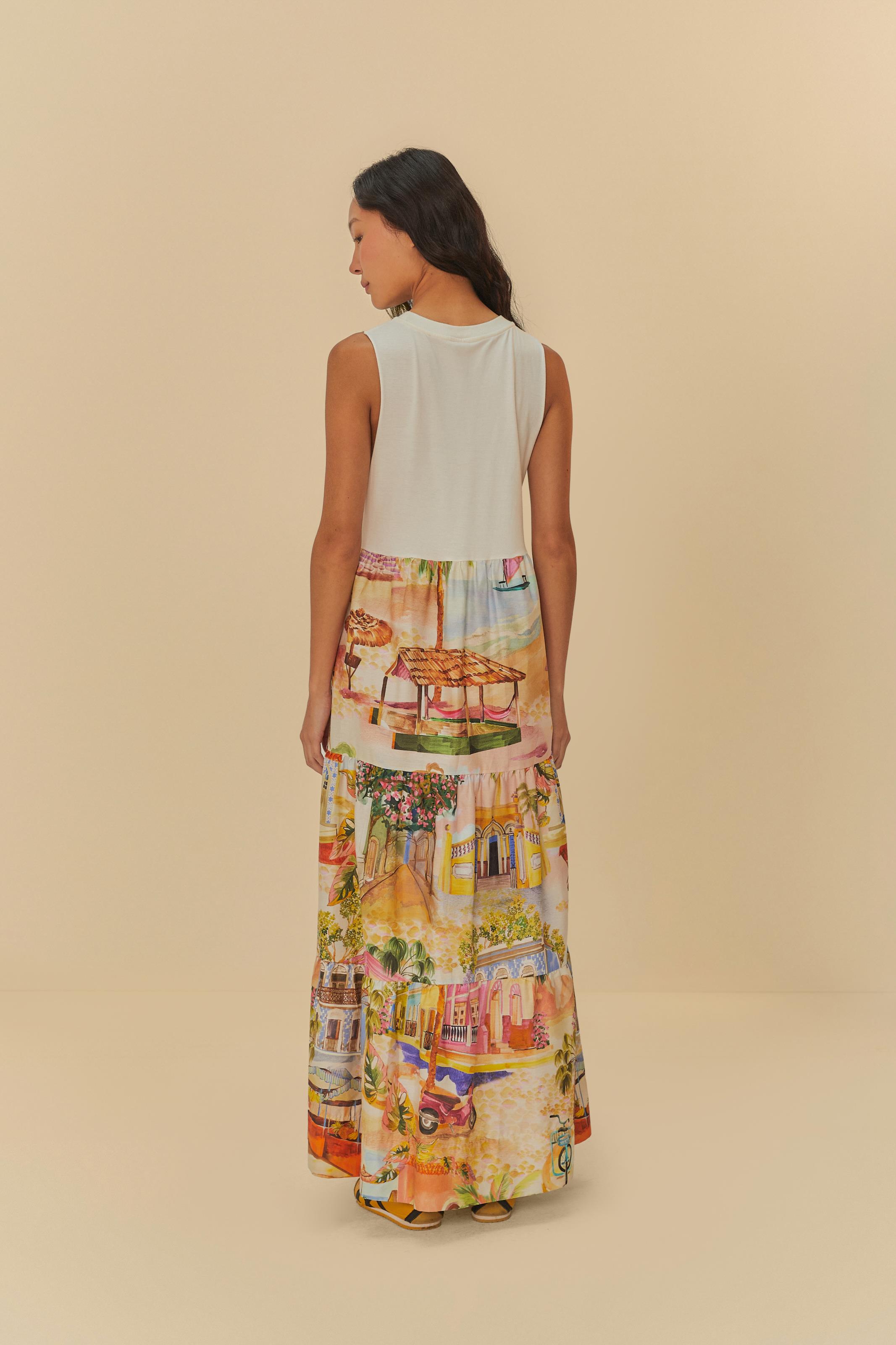 Vestido Cropped Estampado Farm Rio Passáros