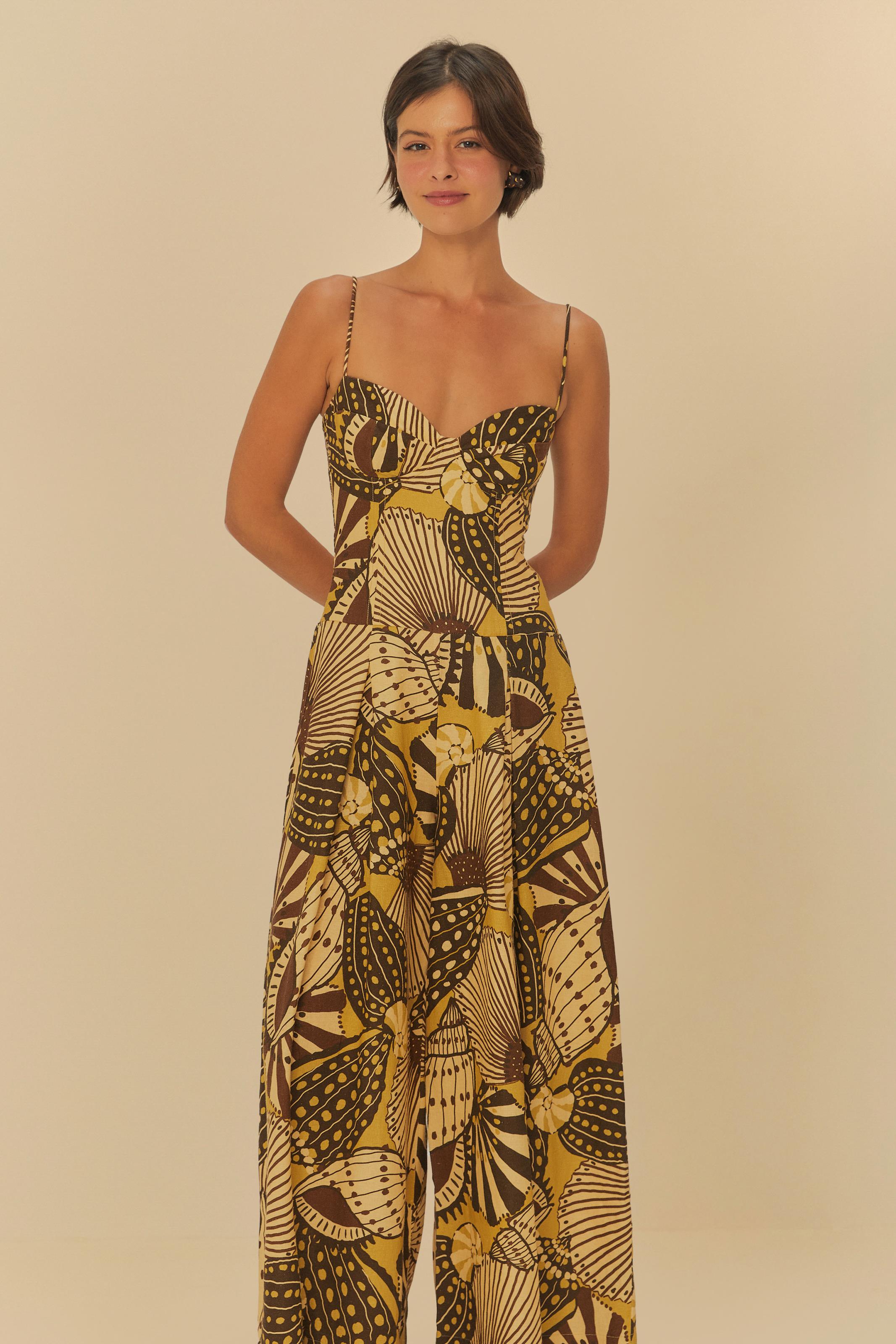 Macacão Estampado Mistura De Caju