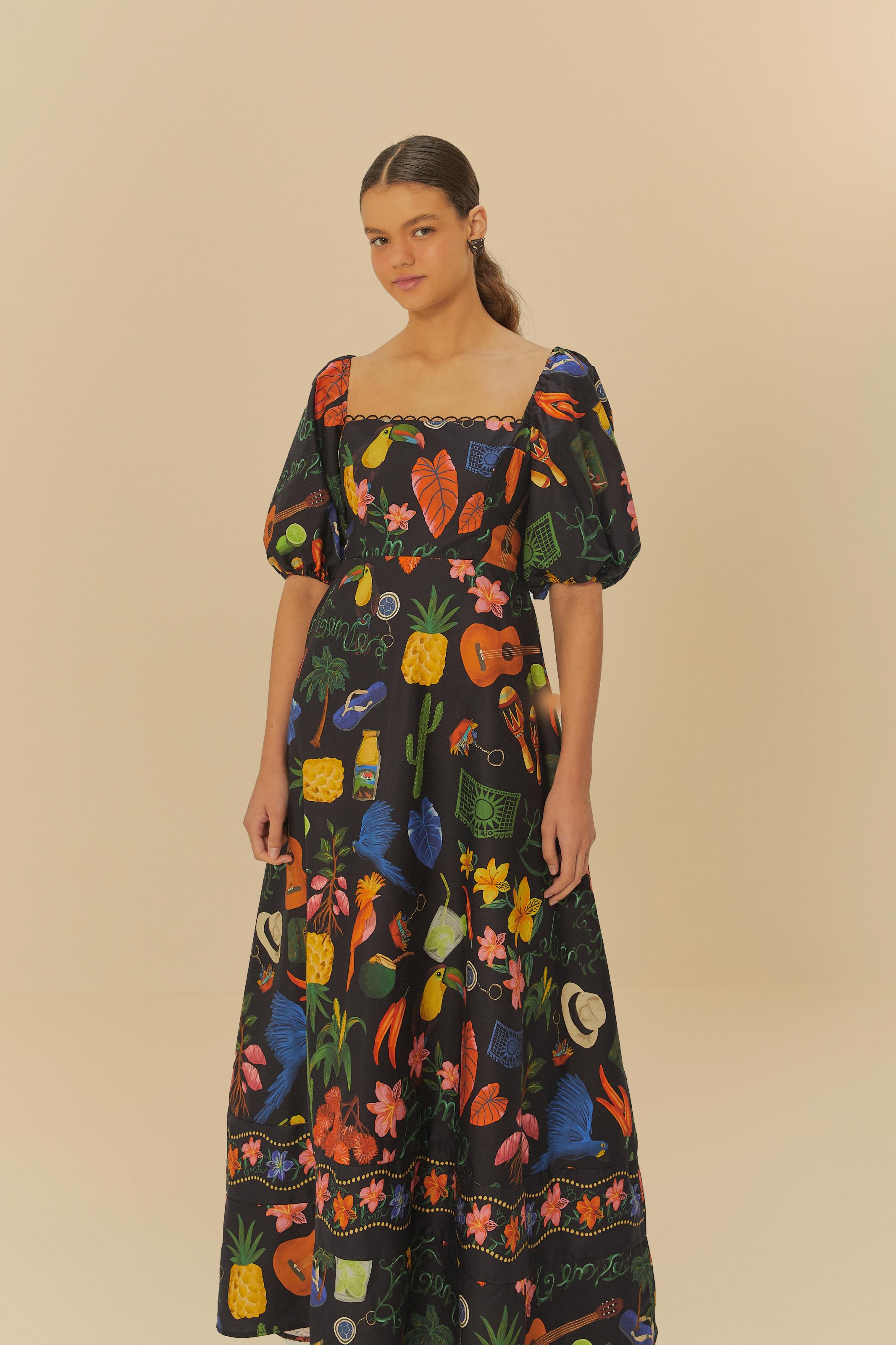 Vestido Mangas Estampado Buena Gente