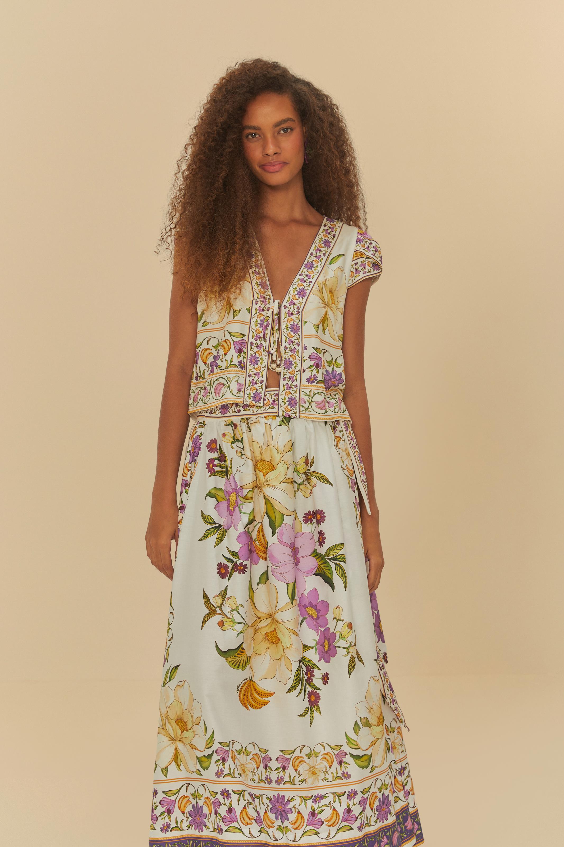 Saia Transpassada Estampada Belo Jardim