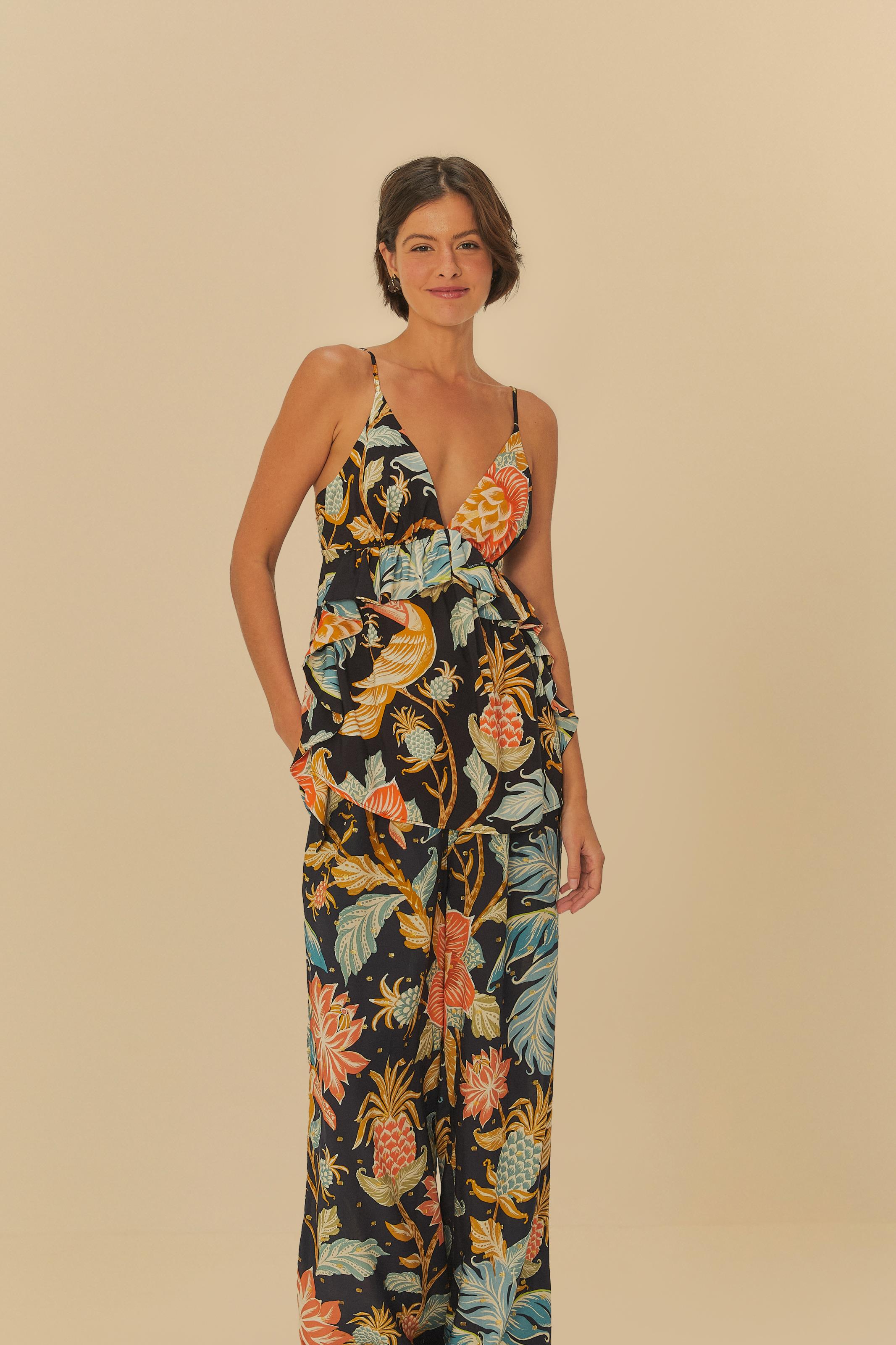 Calça Reta Estampada Amalfi