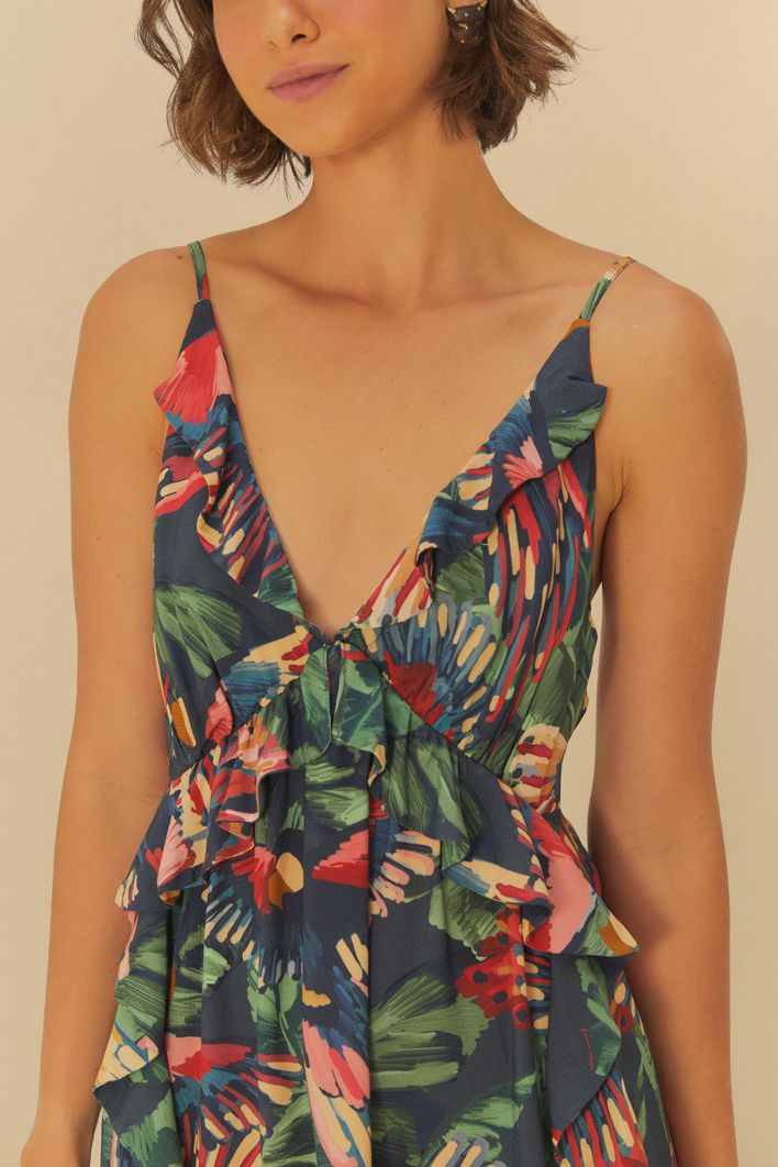 Vestido Curto Estampado Voo Dos Passáros