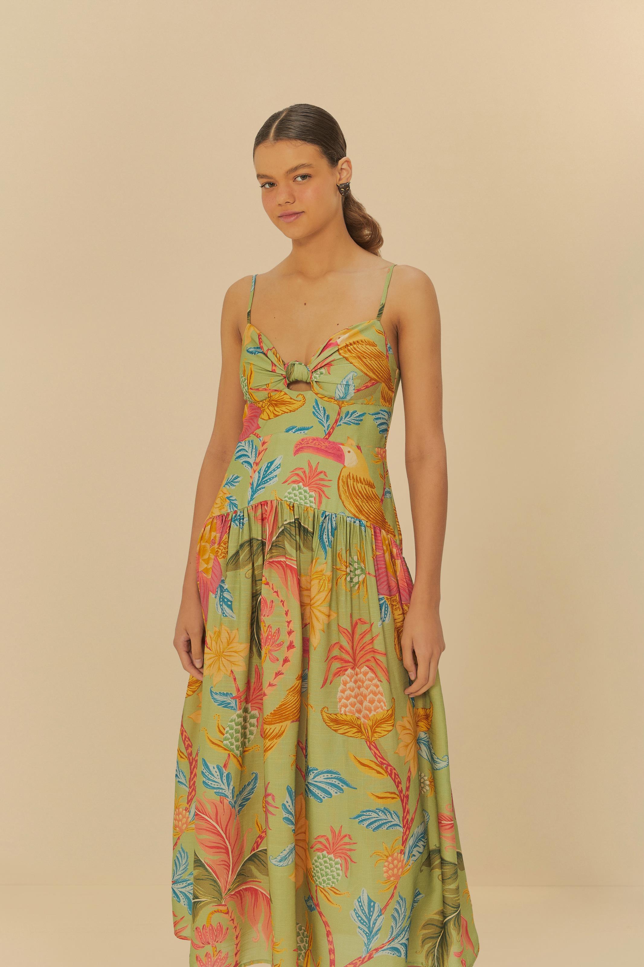 Vestido Longo Estampado Amalfi Verde