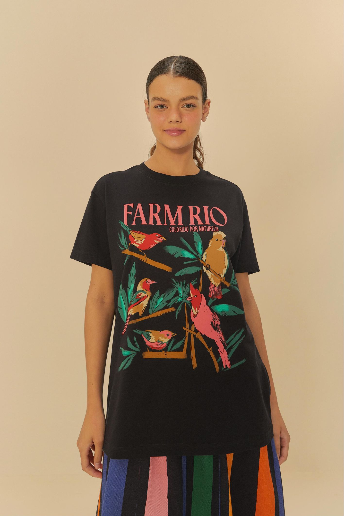 T-Shirt Média Estampada Passáros