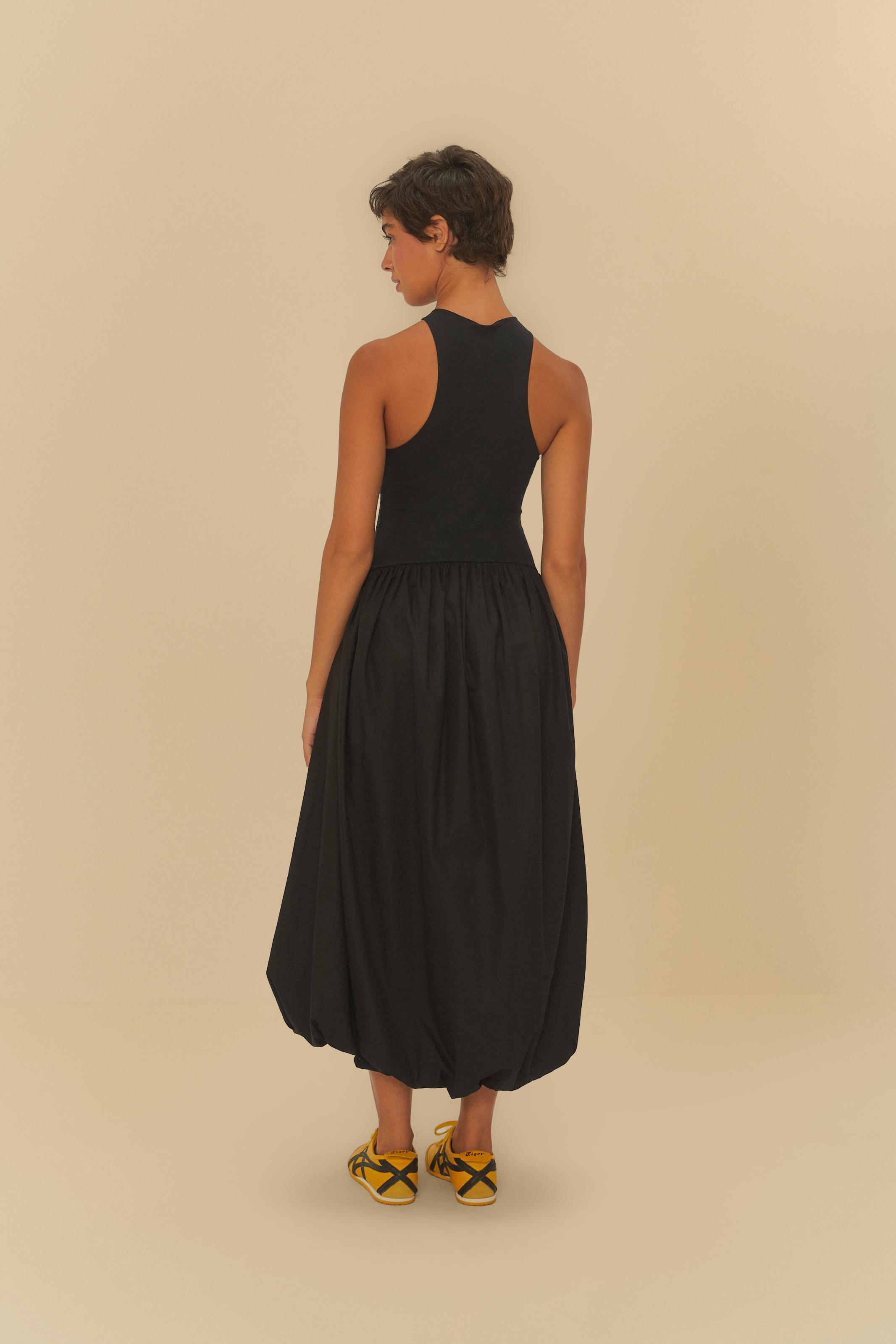 Vestido Balonê Bordado Preto