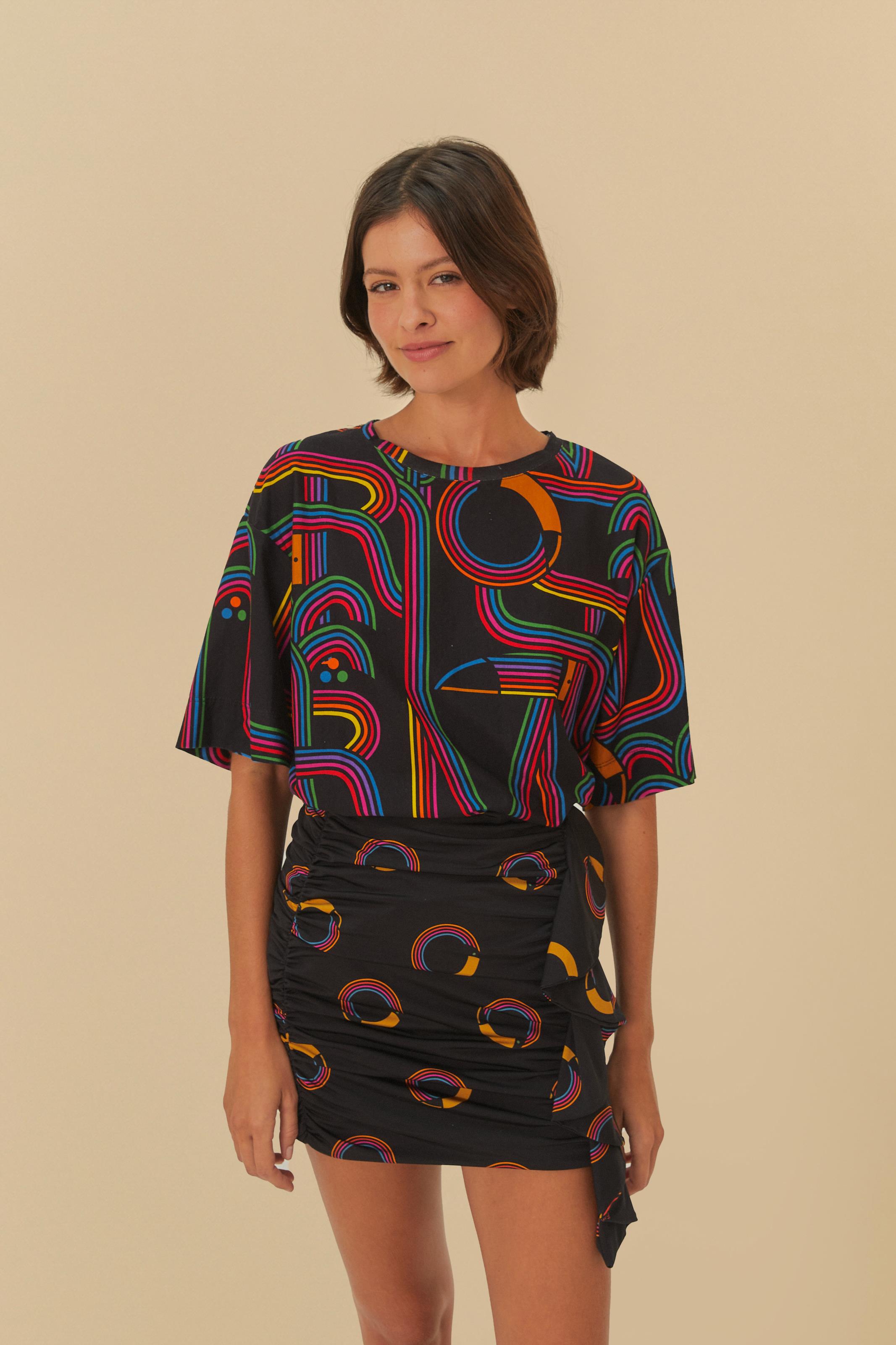 Saia Curta Estampada Tuca Poá