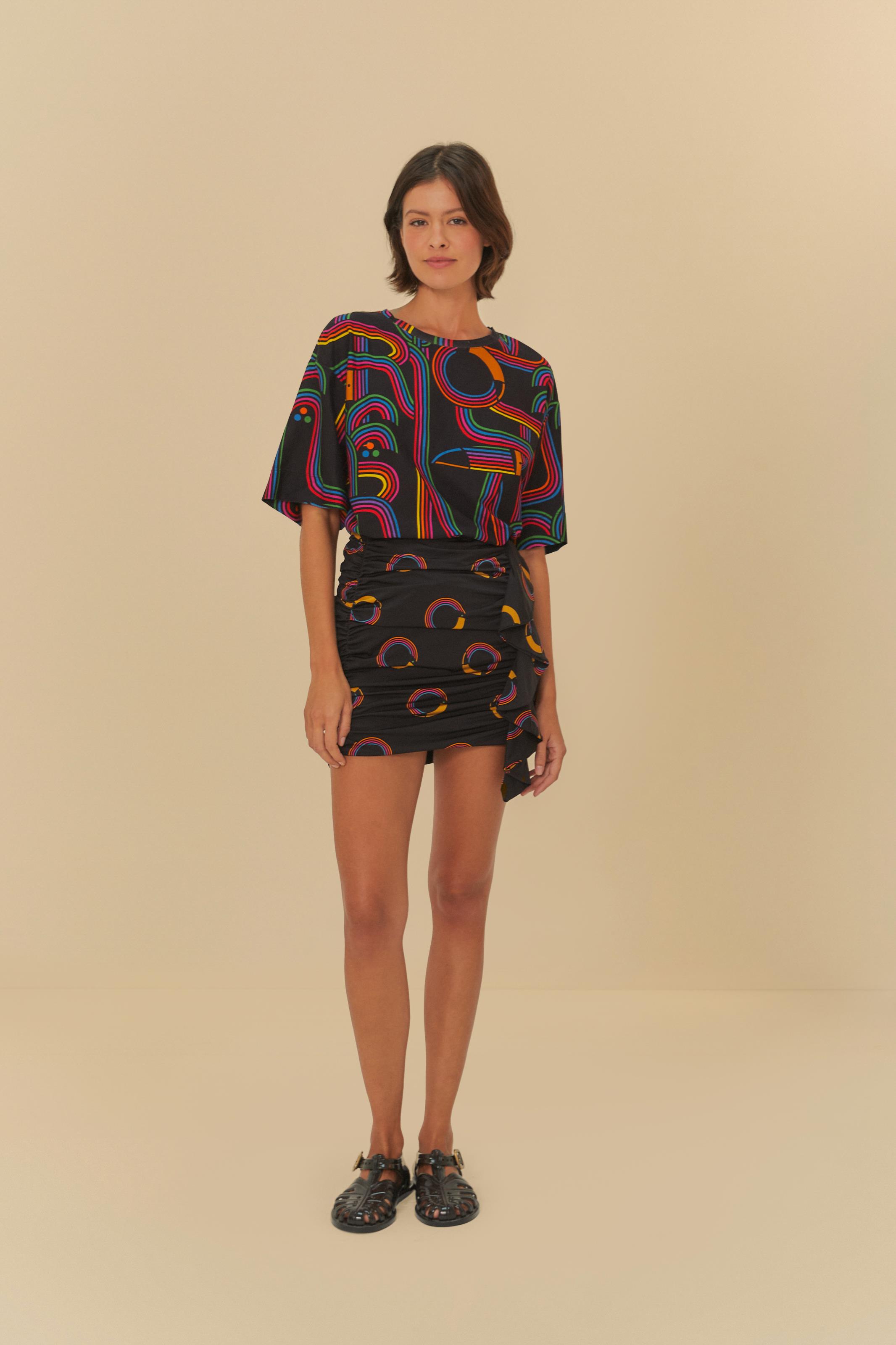 Saia Curta Estampada Tuca Poá