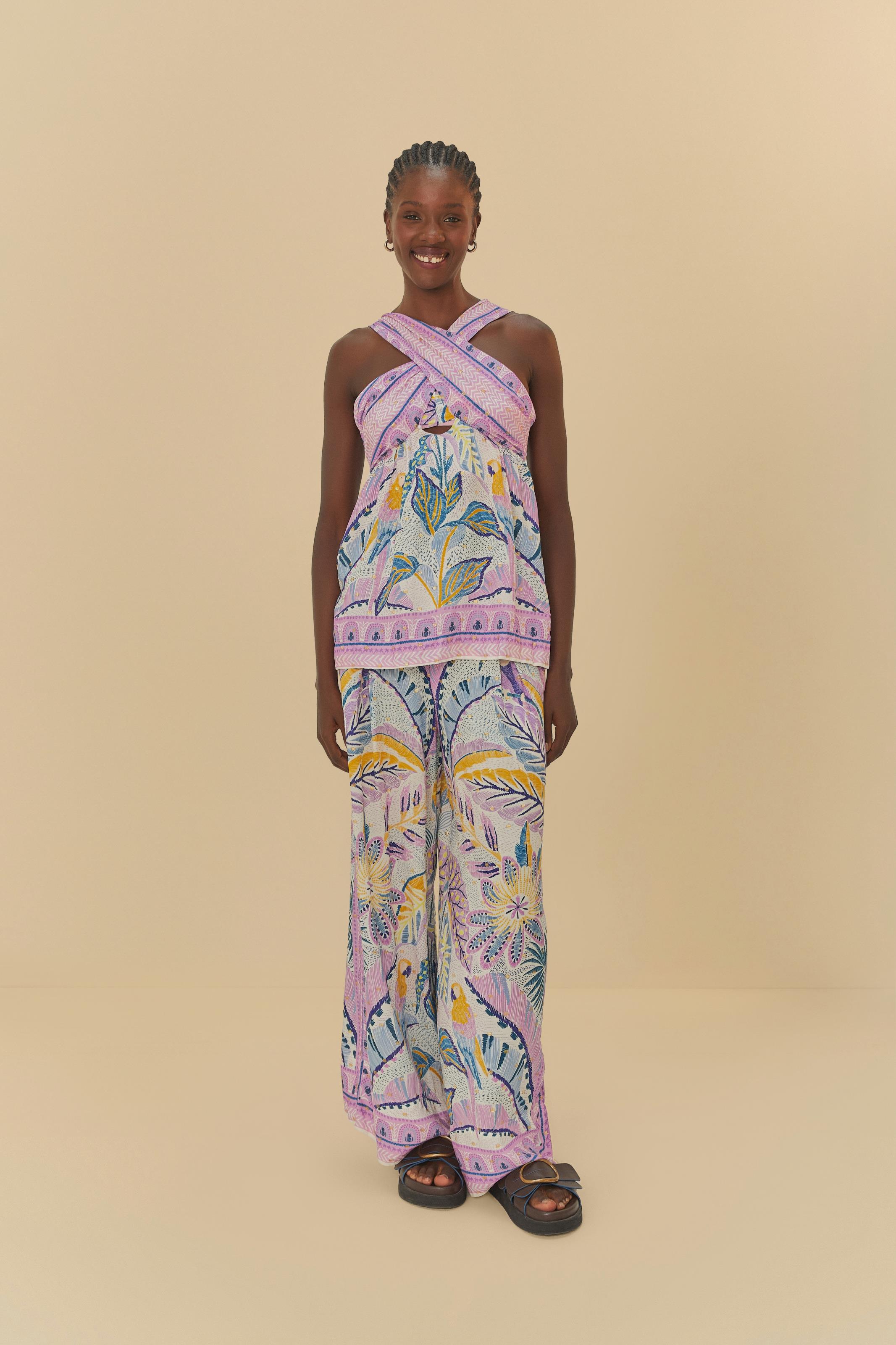 Túnica Amarração Estampada Tapete De Tucano