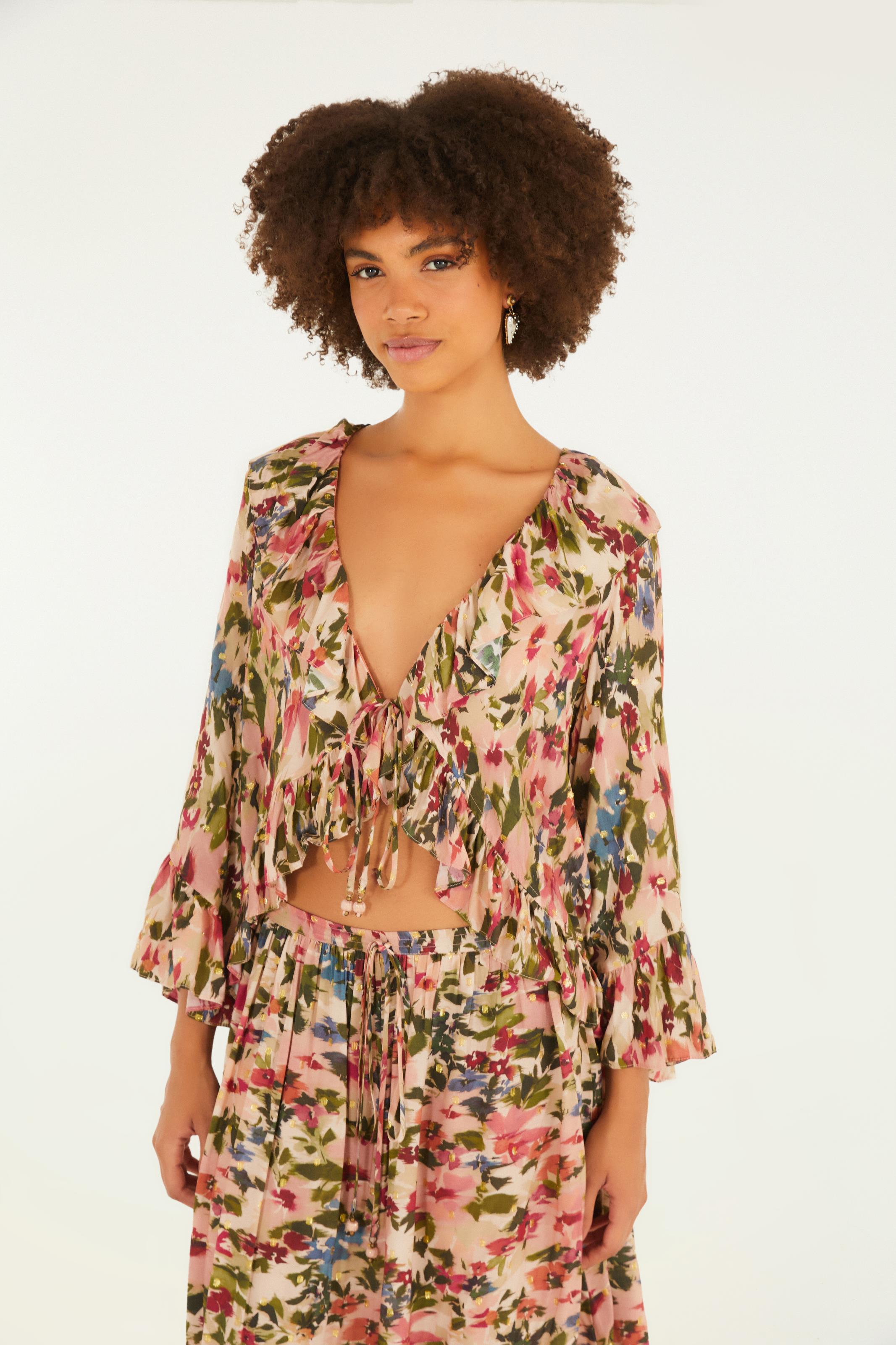 Bata Estampada Jardim De Flor