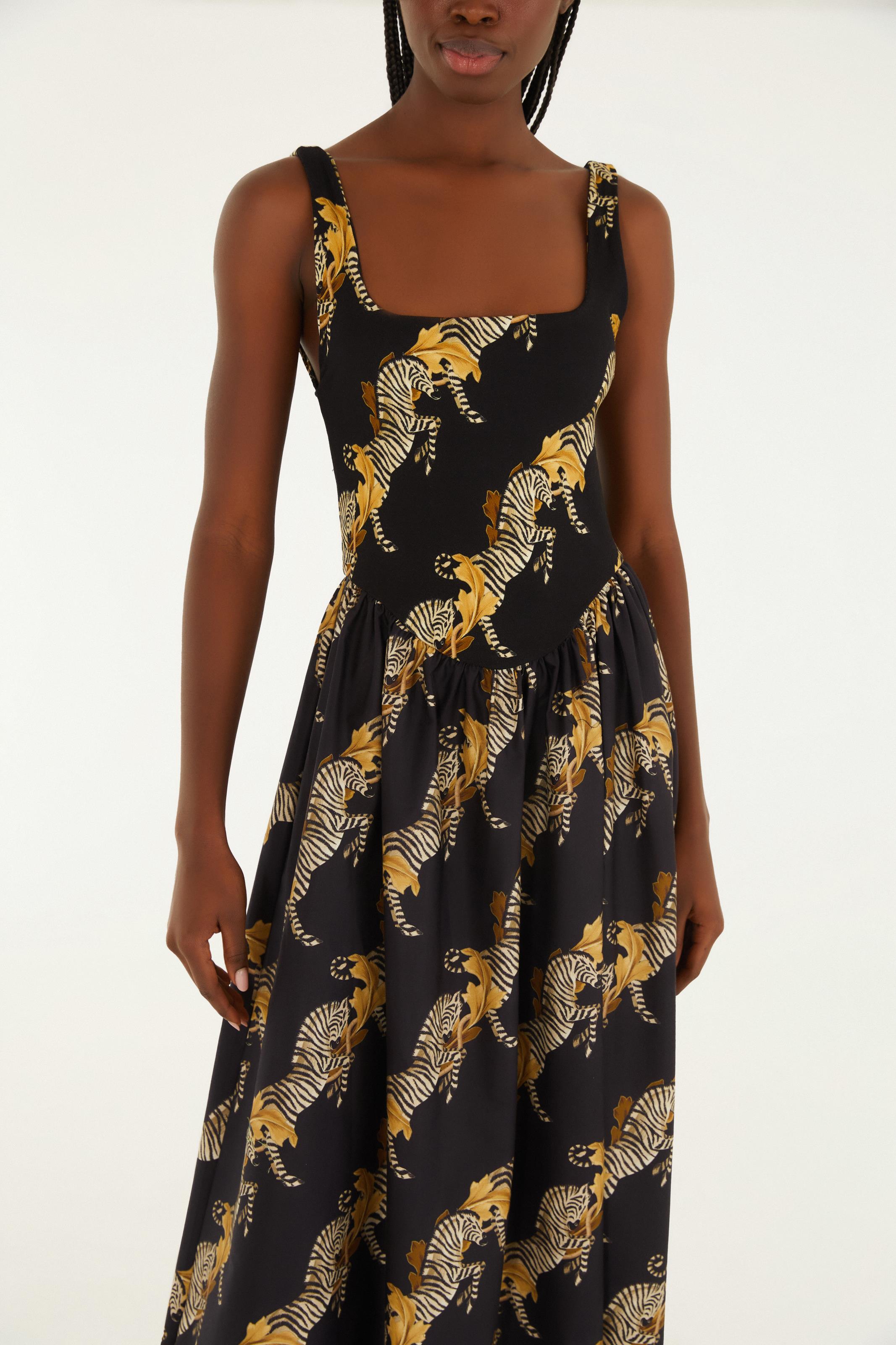 Vestido Midi Estampado Zebra