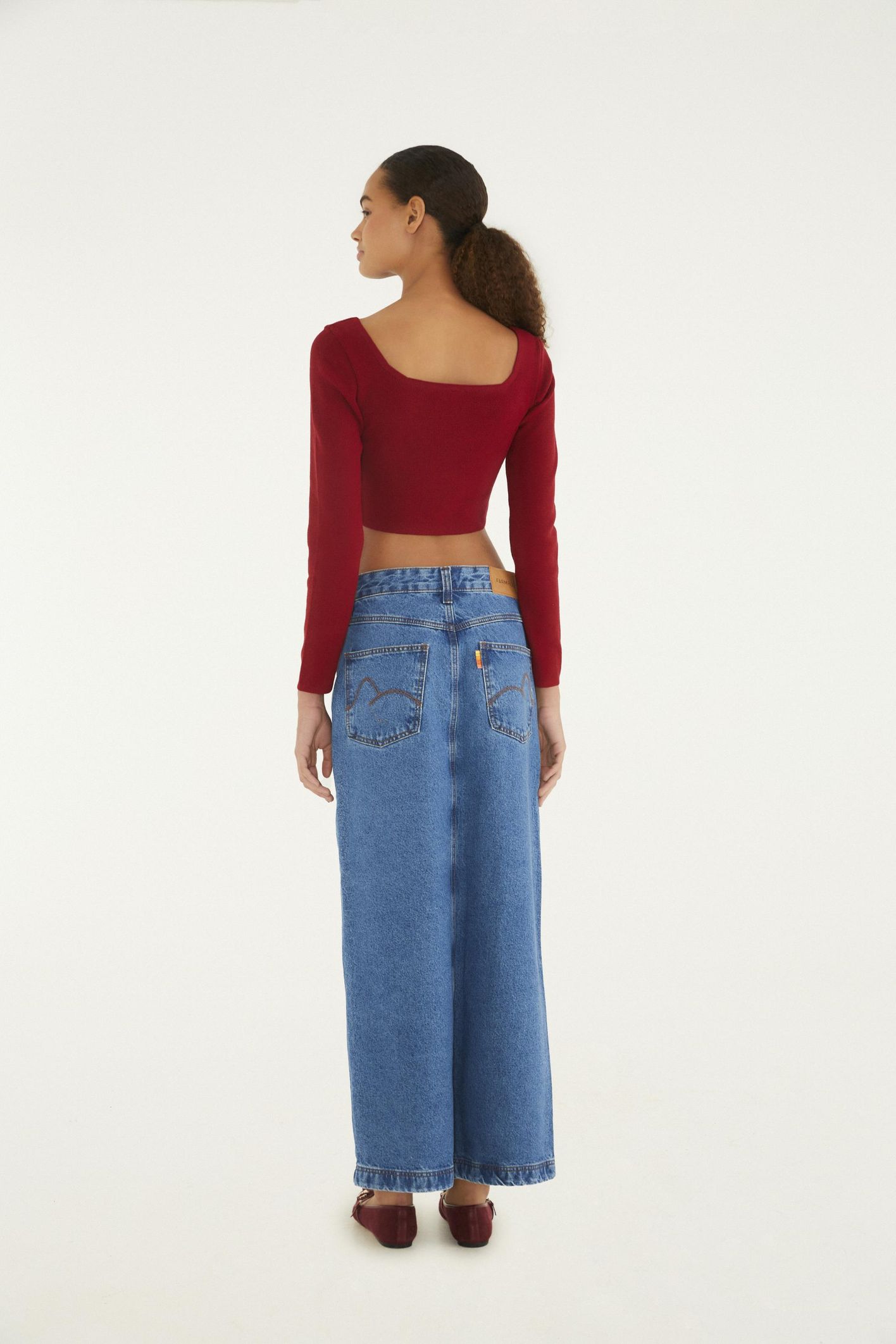 Saia Longa Jeans Coluna Fenda