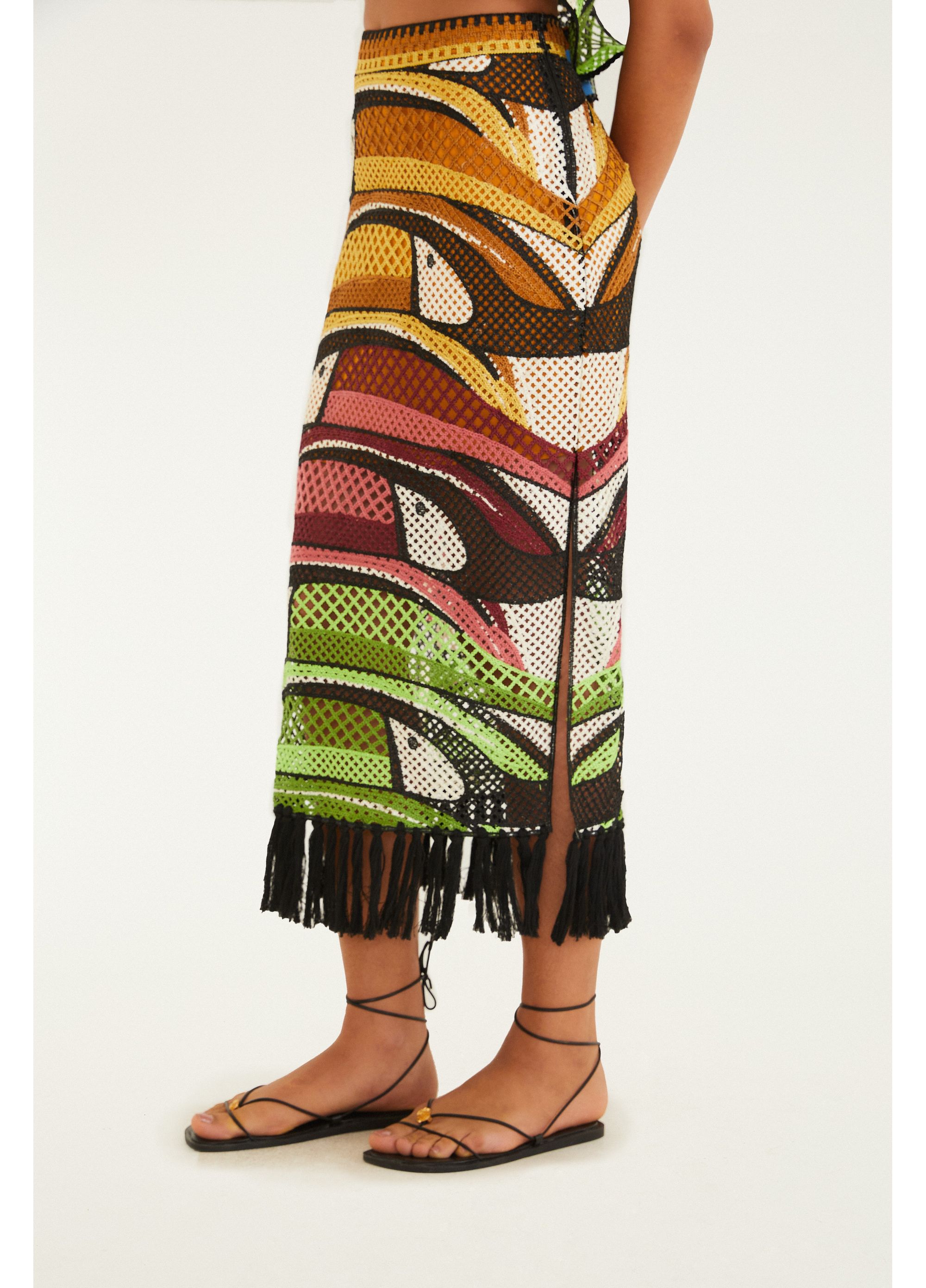 Saia Crochê Estampada Árvore De Tucano