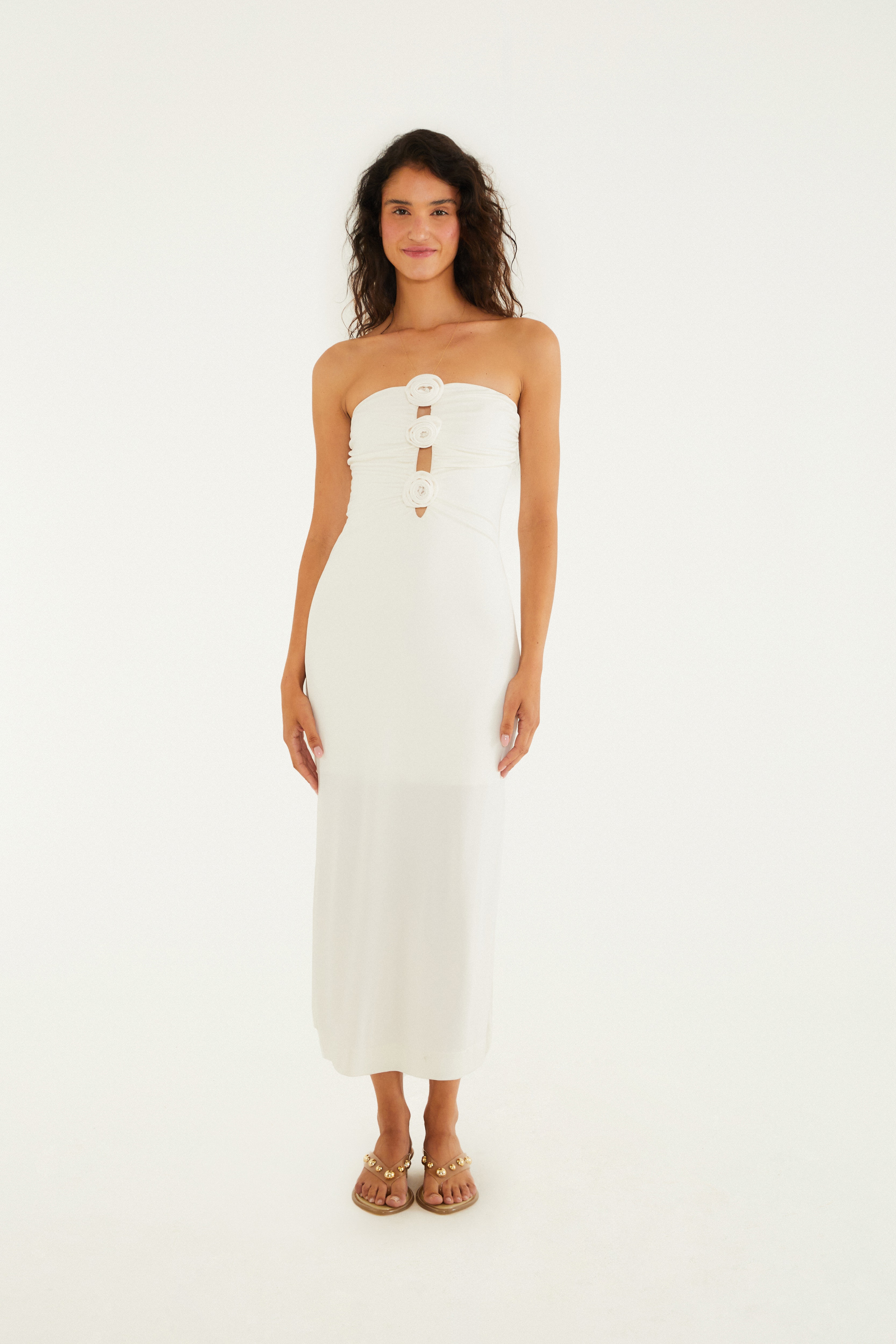 Vestido Jersey Flores Decote