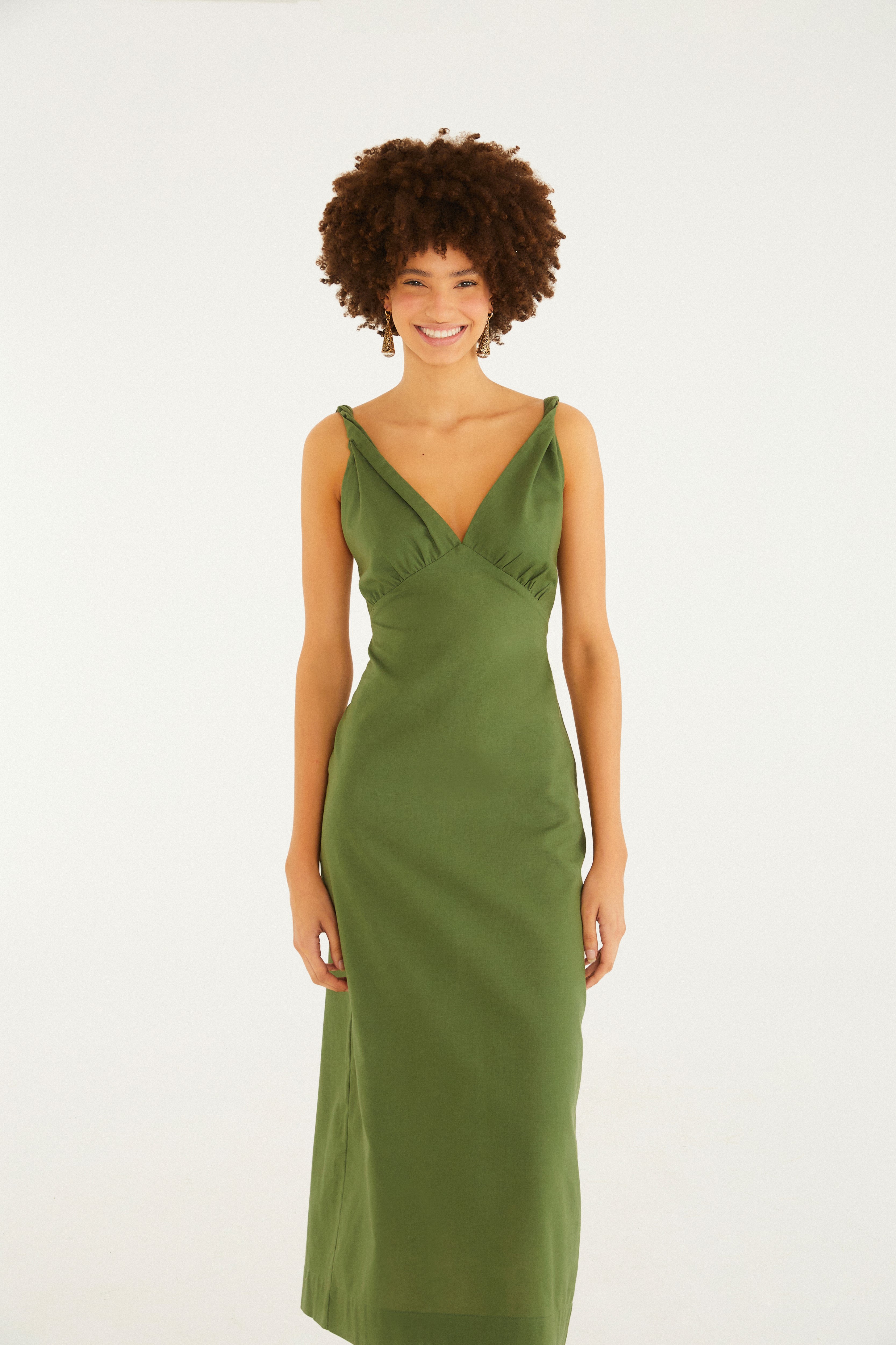 Vestido Midi Decote v